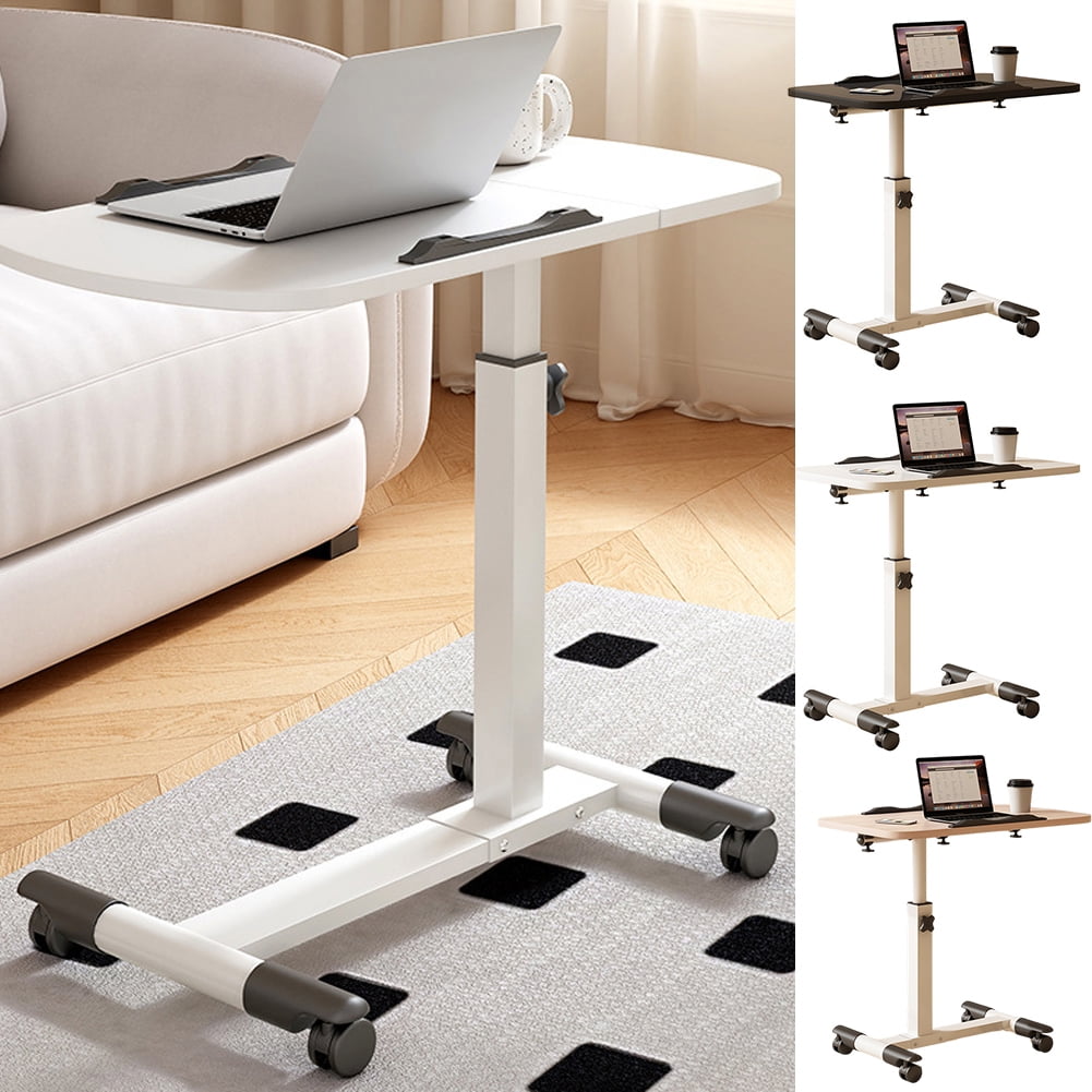 Home Rolling Bedside Table, Overbed Tray Table On Wheels For Hospital Home, Adjustable Height ...