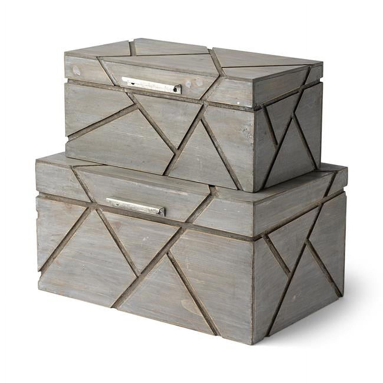 Home Roots 392584 Wooden Boxes with Carved Details, Gray - Set of 2 ...