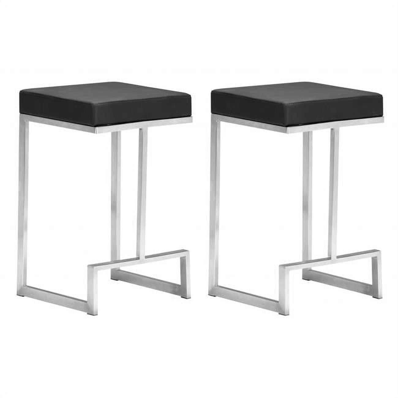 Home Roots 396792 Faux Leather & Stainless Geometric Backless Counter ...