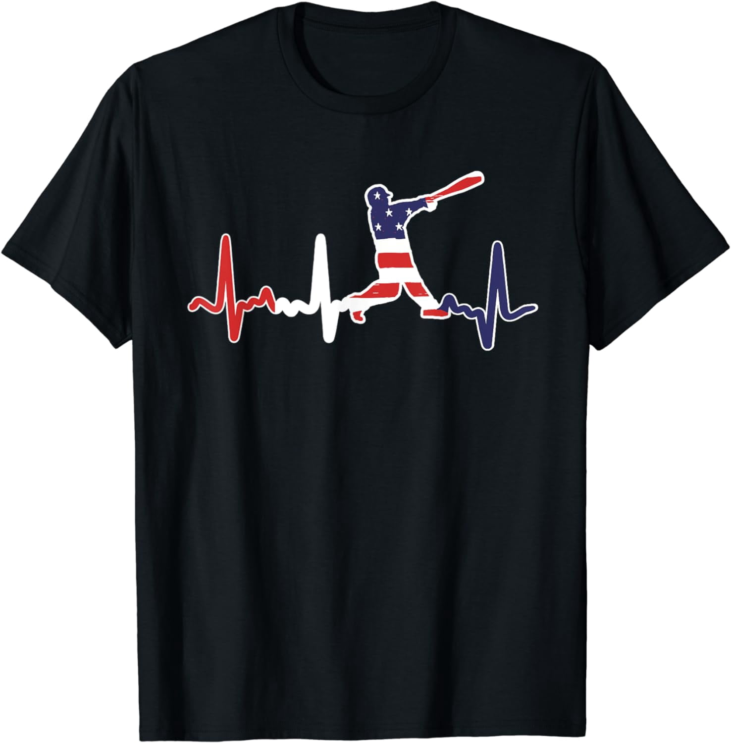 Home Run Baseball Flag Baseball Heartbeat T-Shirt - Walmart.com