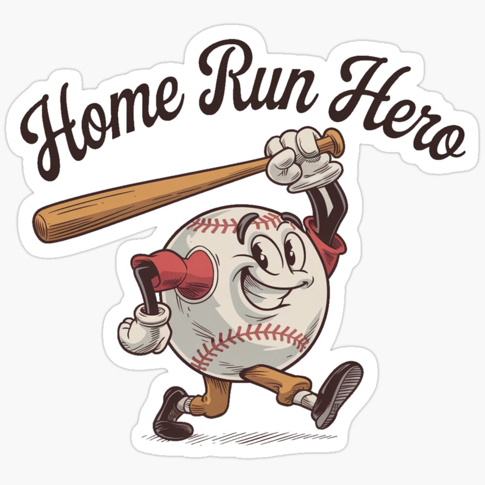 Home Run Hero Playful Baseball Character Stickerphone Decal Water ...