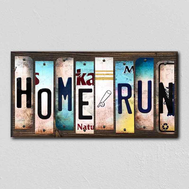 Home Run License Plate Tag Strips Novelty Wood Signs WS-217 8" x ...