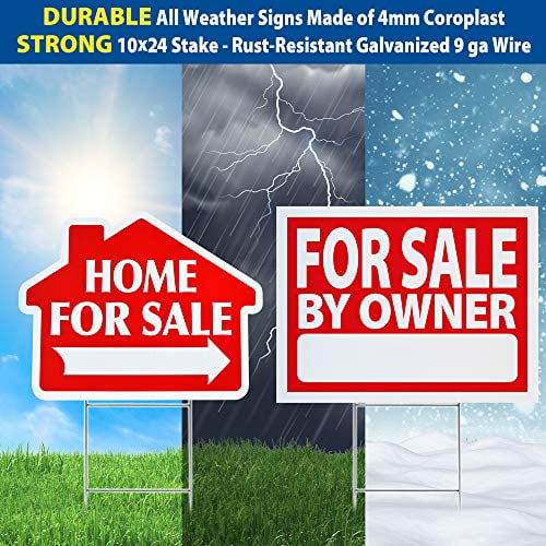 Home for Sale by Owner Yard Sign Combo Kit - Includes Directional Home ...