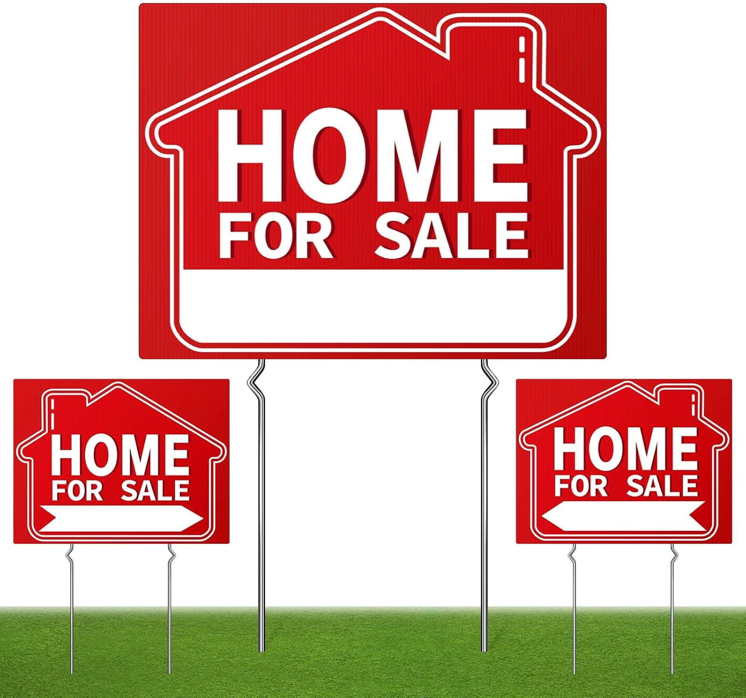 Home For Sale Sign (3 Pack), 17" X 13" Double-Sided Yard Signs with ...