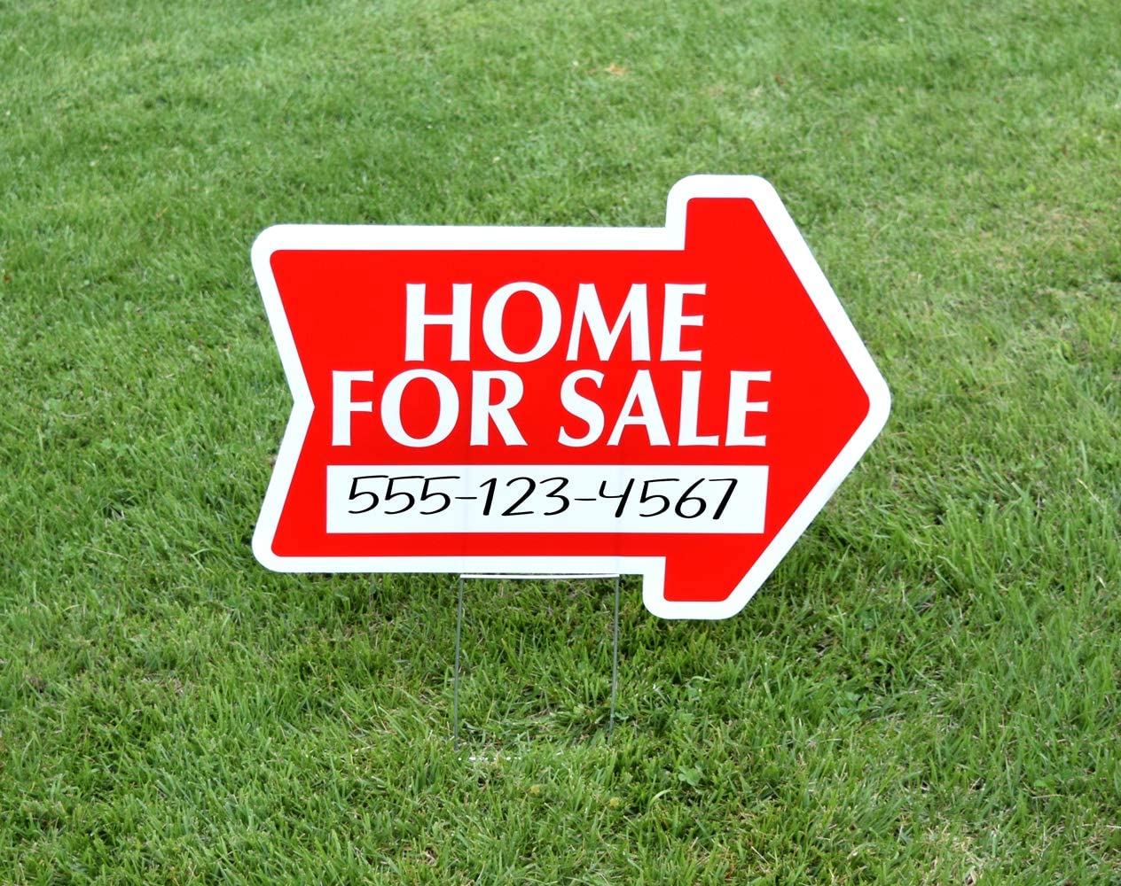 Home For Sale Sign Kit 5 pack Die Cut Arrow Shape HD Stands, Durable Corrugated Coroplast, UV ...