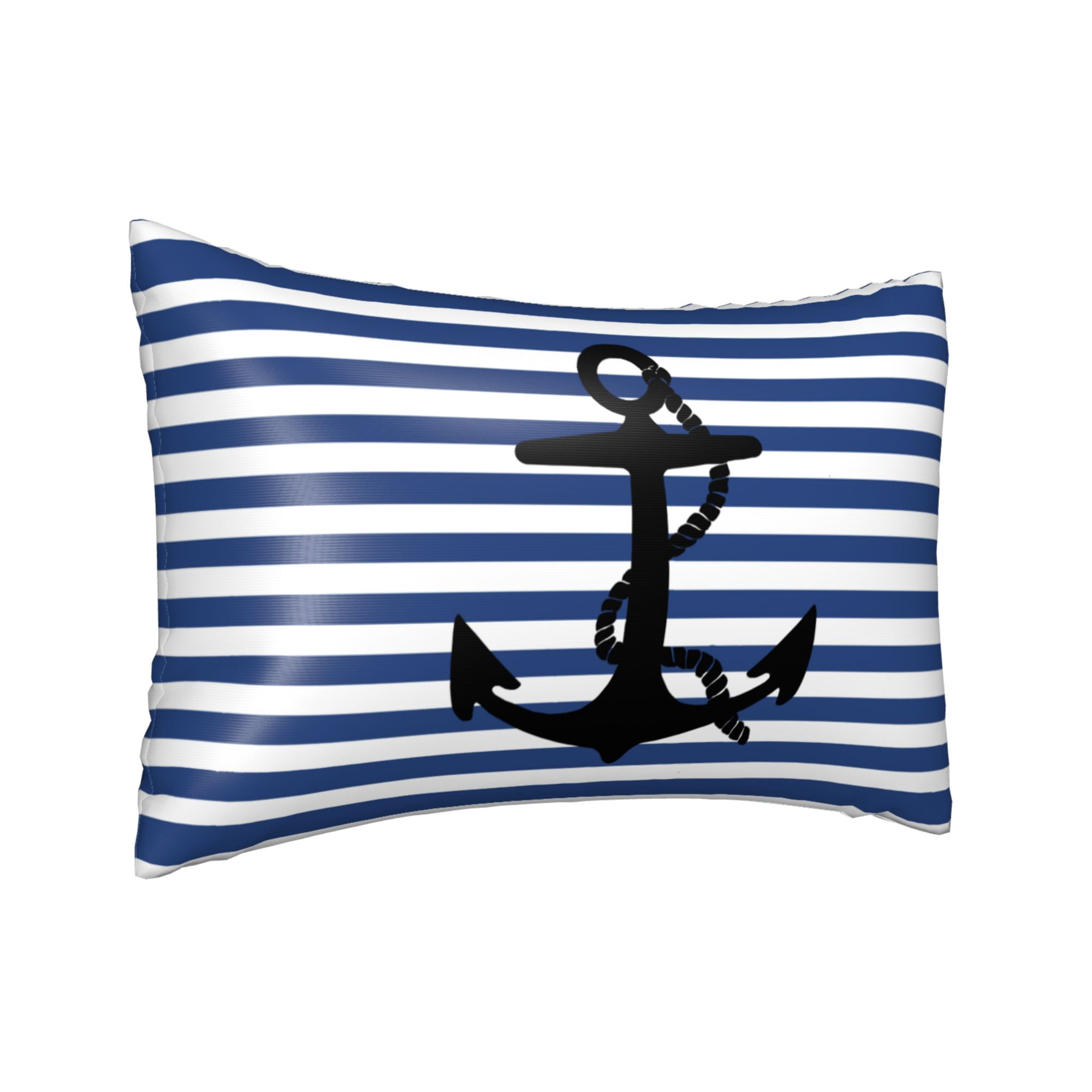 Home Satin Pillowcase Navy Blue and White Stripe Pattern with Black ...