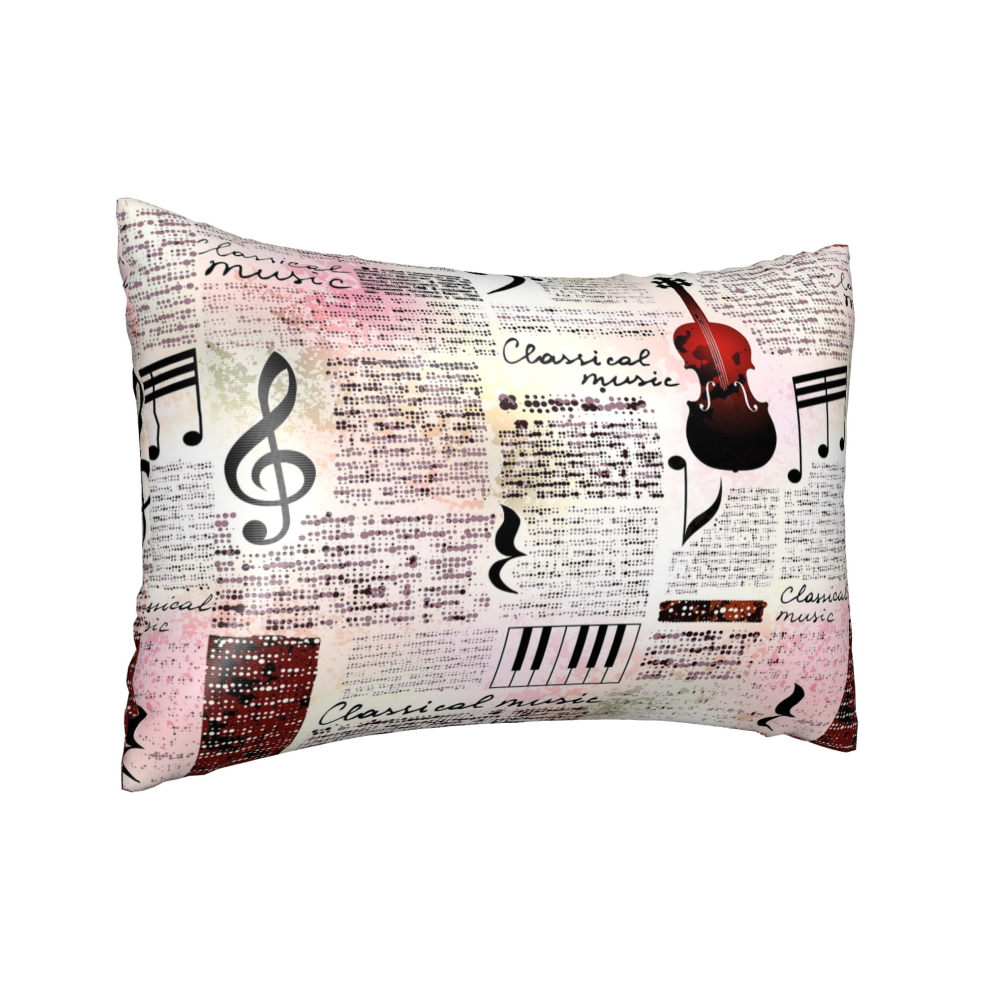 Home Satin Pillowcase Old Newspaper Decor, Classical Music Themed ...