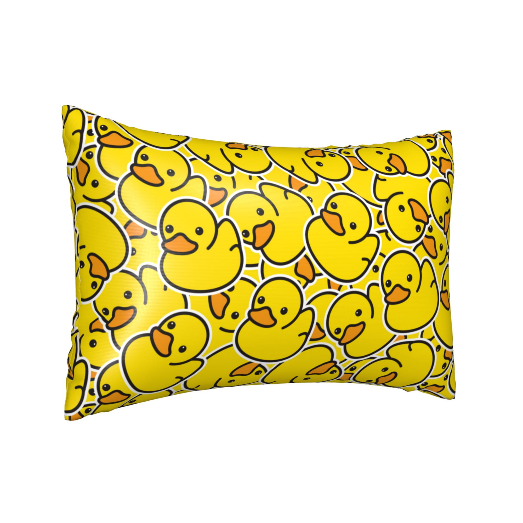 Home Satin Pillowcase yellow duck Print Silk Satin Zipper Pillow Cases ...