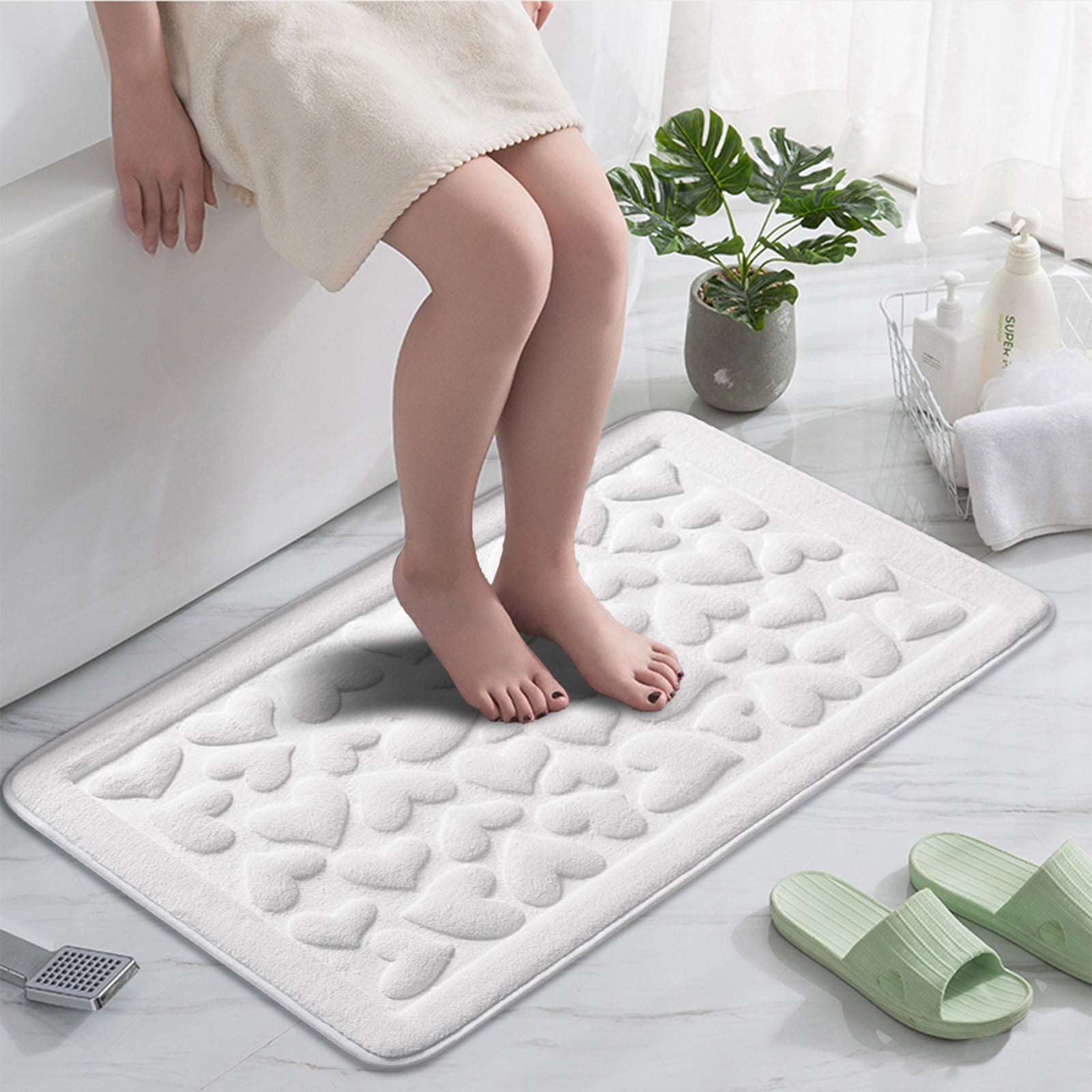 Home Savings Lawor 1Pc Foam Bath Rug Embossed Bathroom Mat Water ...