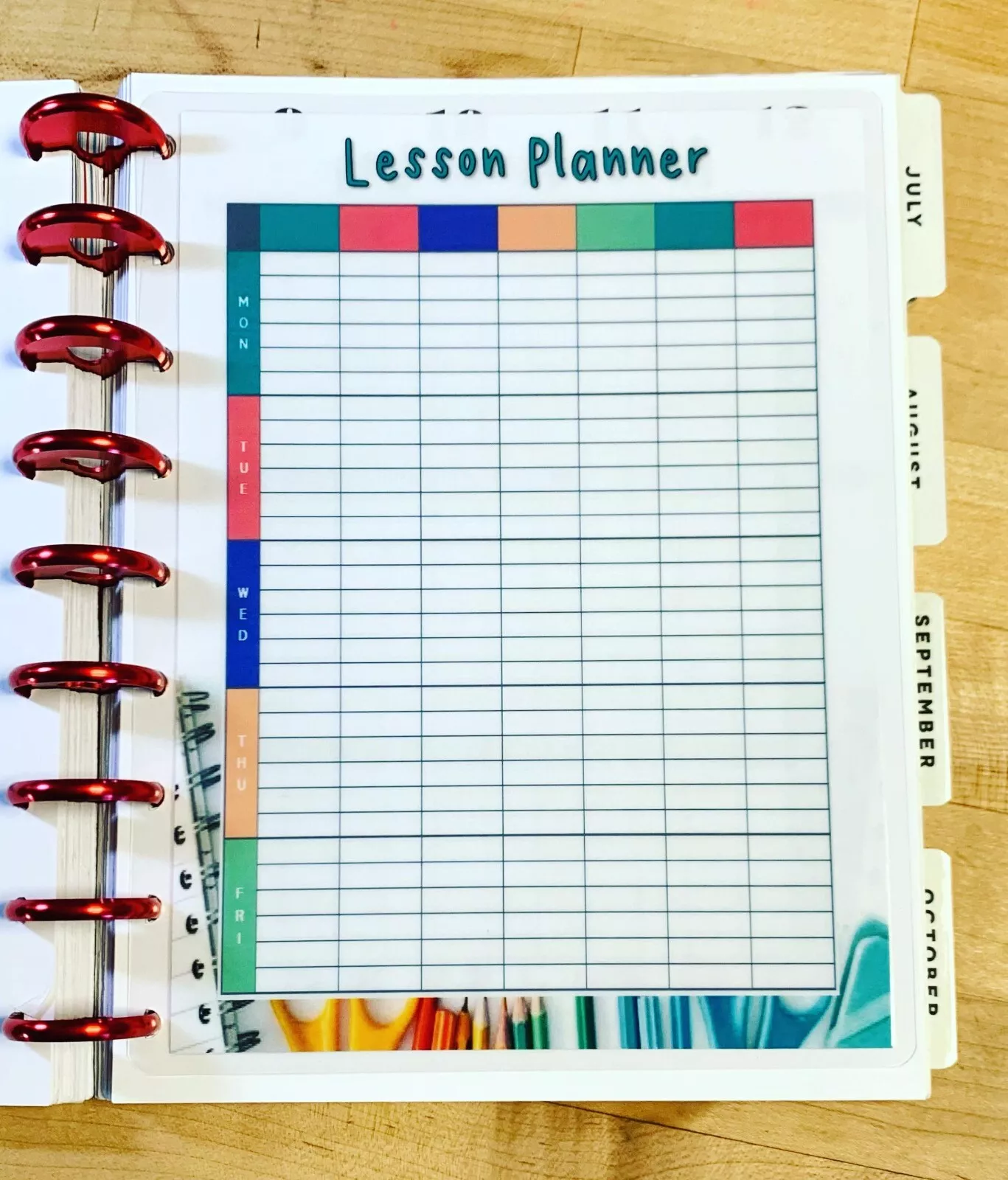 Home School Teacher Lesson Planner Dashboard Insert 4 Use With Happy ...