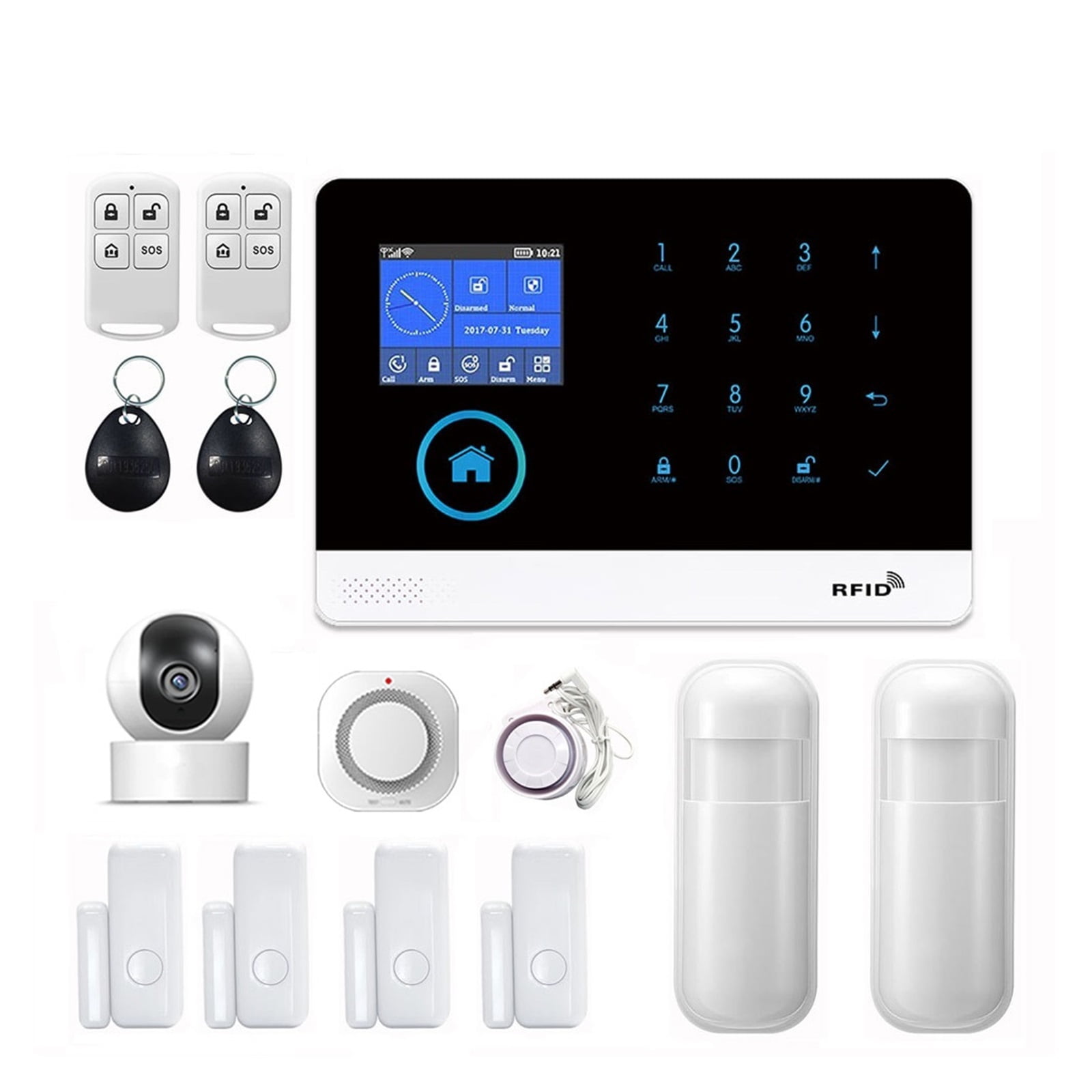 Home Security Alarm System GSM Alarm Intercom Remote Control Autodial ...