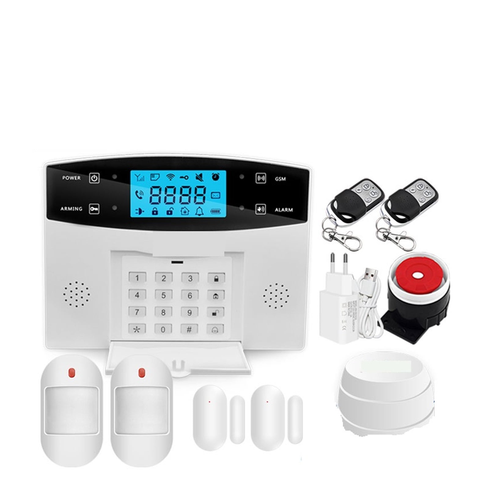 Home Security Alarm System LCD Screen Host 433MHz Wireless Detector App ...