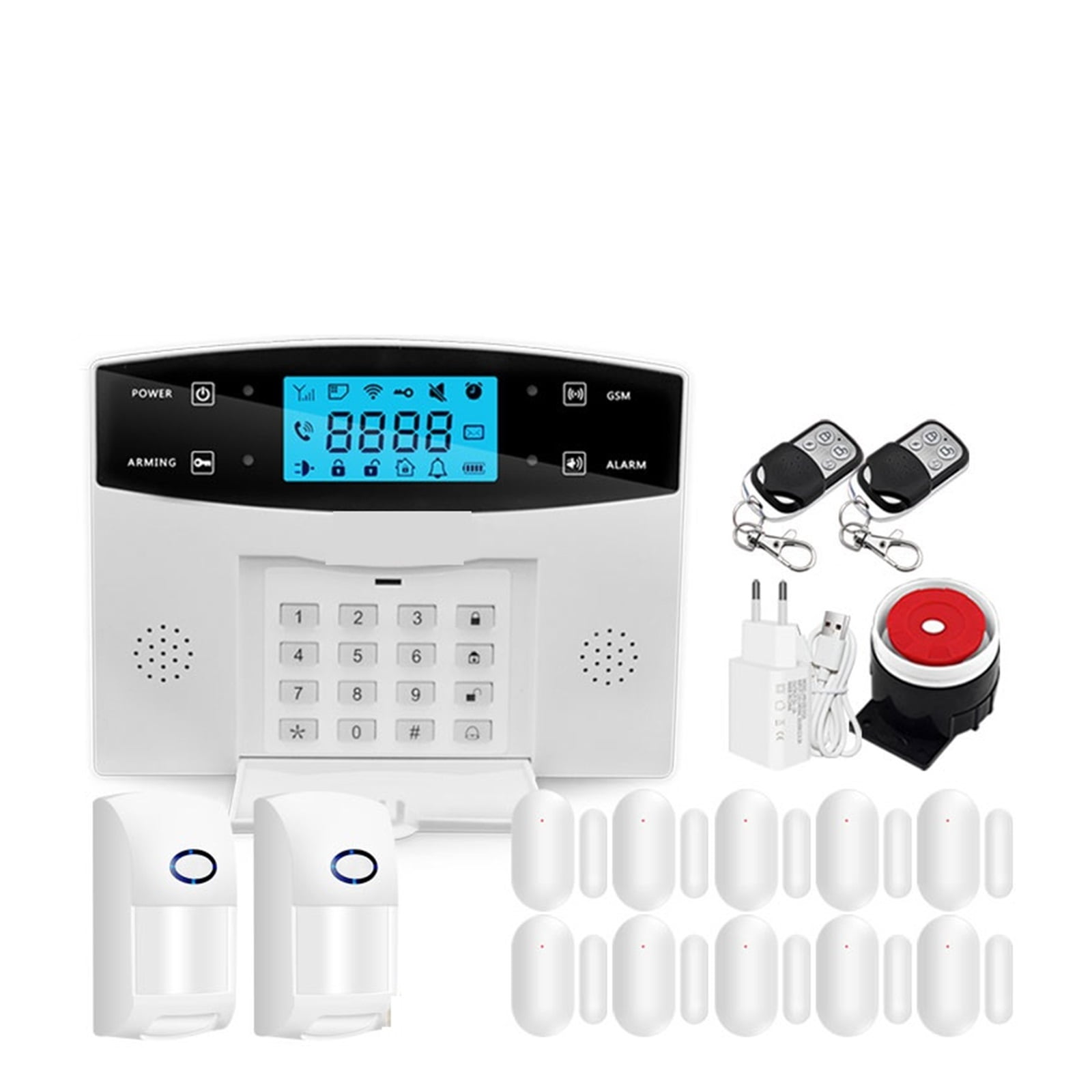 Home Security Alarm System LCD Screen Host 433MHz Wireless Detector App ...