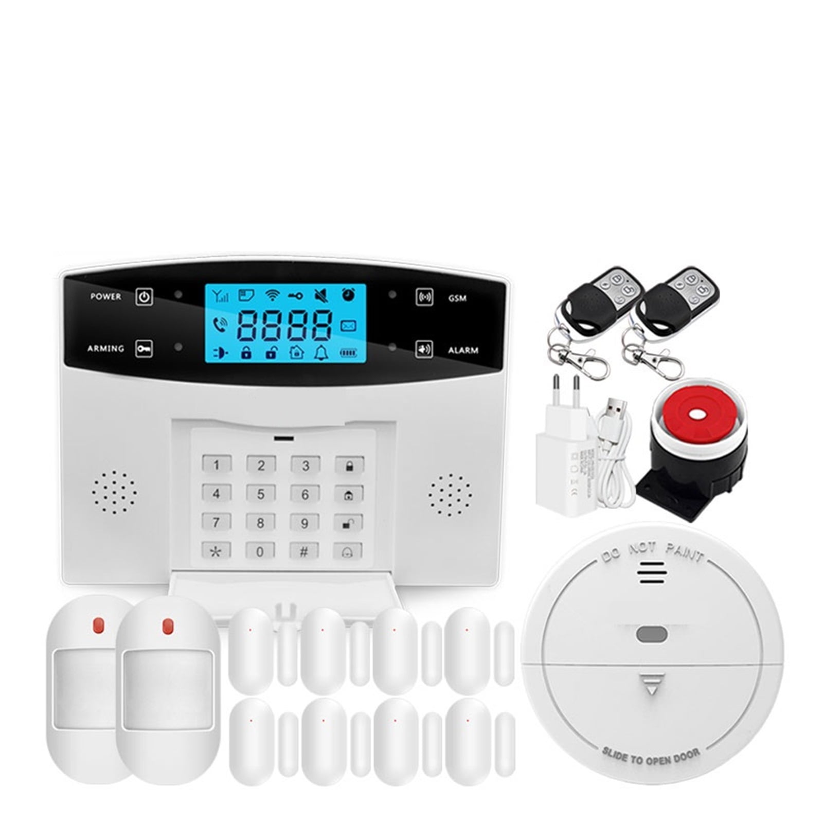 Home Security Alarm System LCD Screen Host 433MHz Wireless Detector App ...