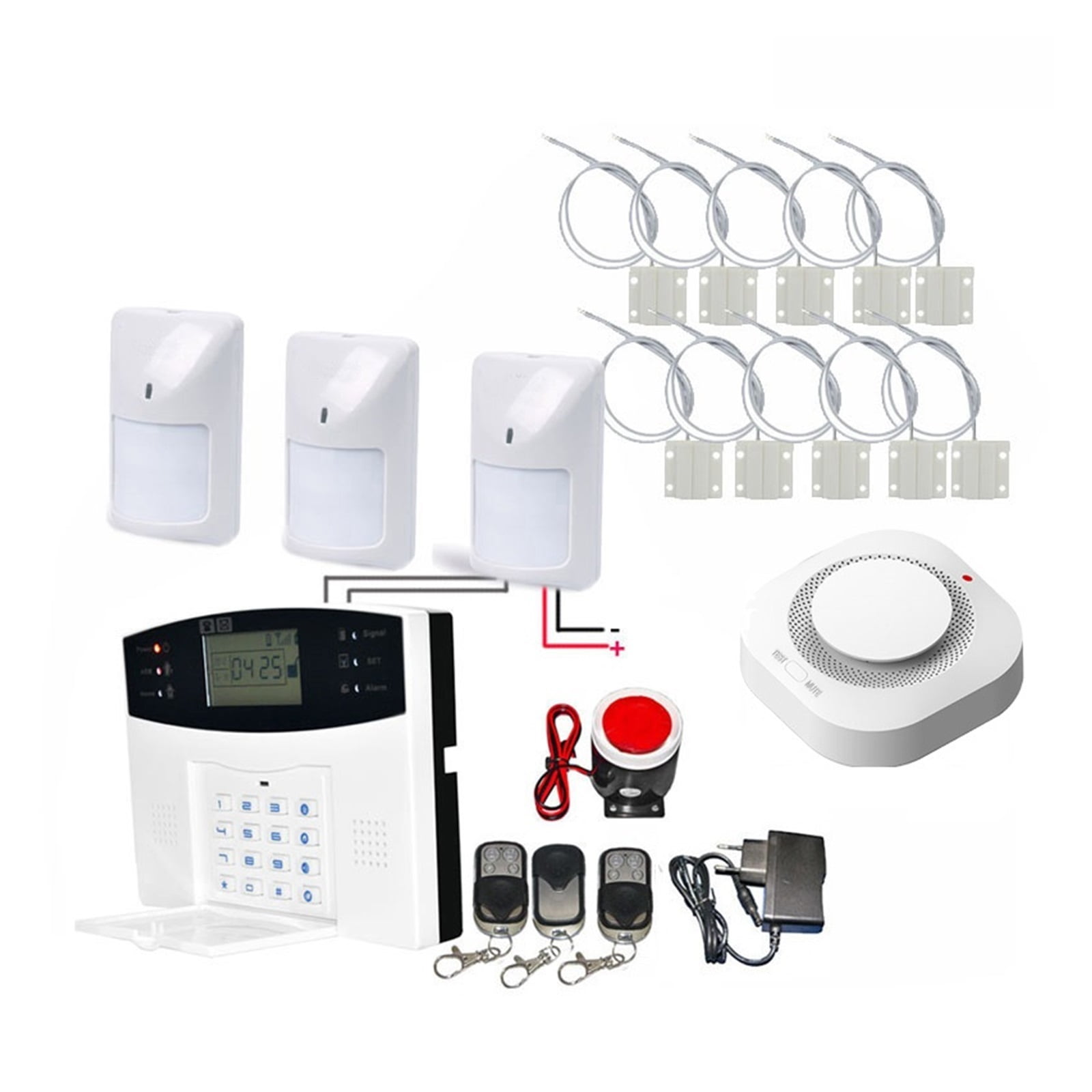 Home Security GSM Alarm System With Wired Type Door PIR Sensor 7 Wired ...