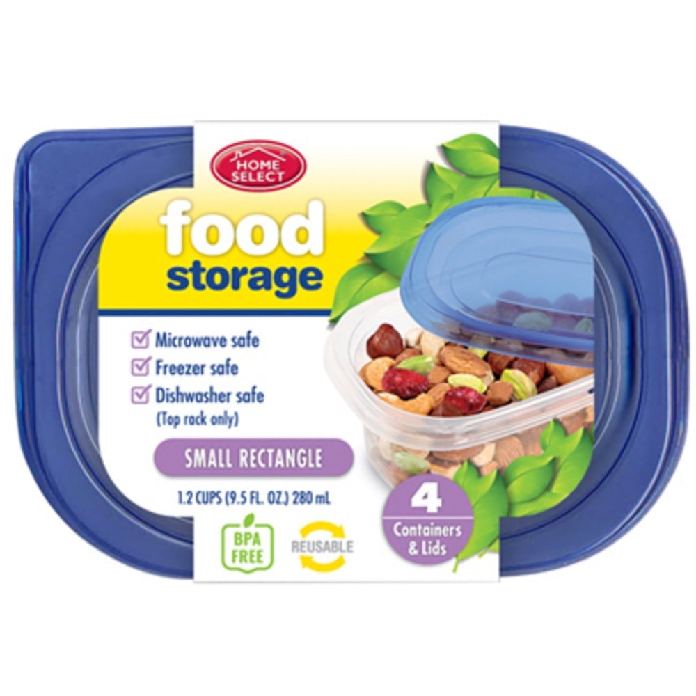 Home Select 11345-12 Small Rectangle Plastic Container With Lids, Each ...