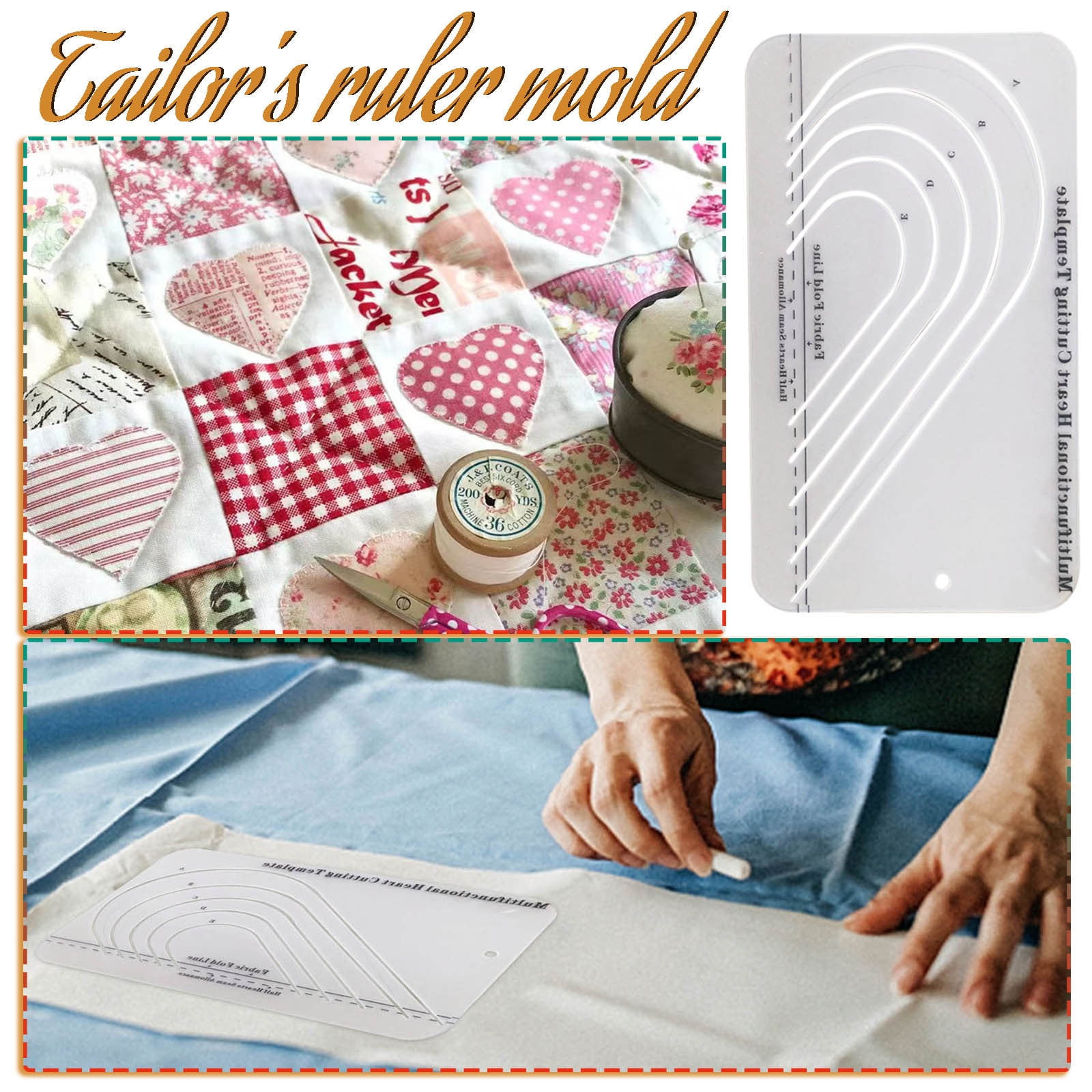 Home Sewing Machine Quilt Template, Multi-functional Heart-shaped Ruler ...