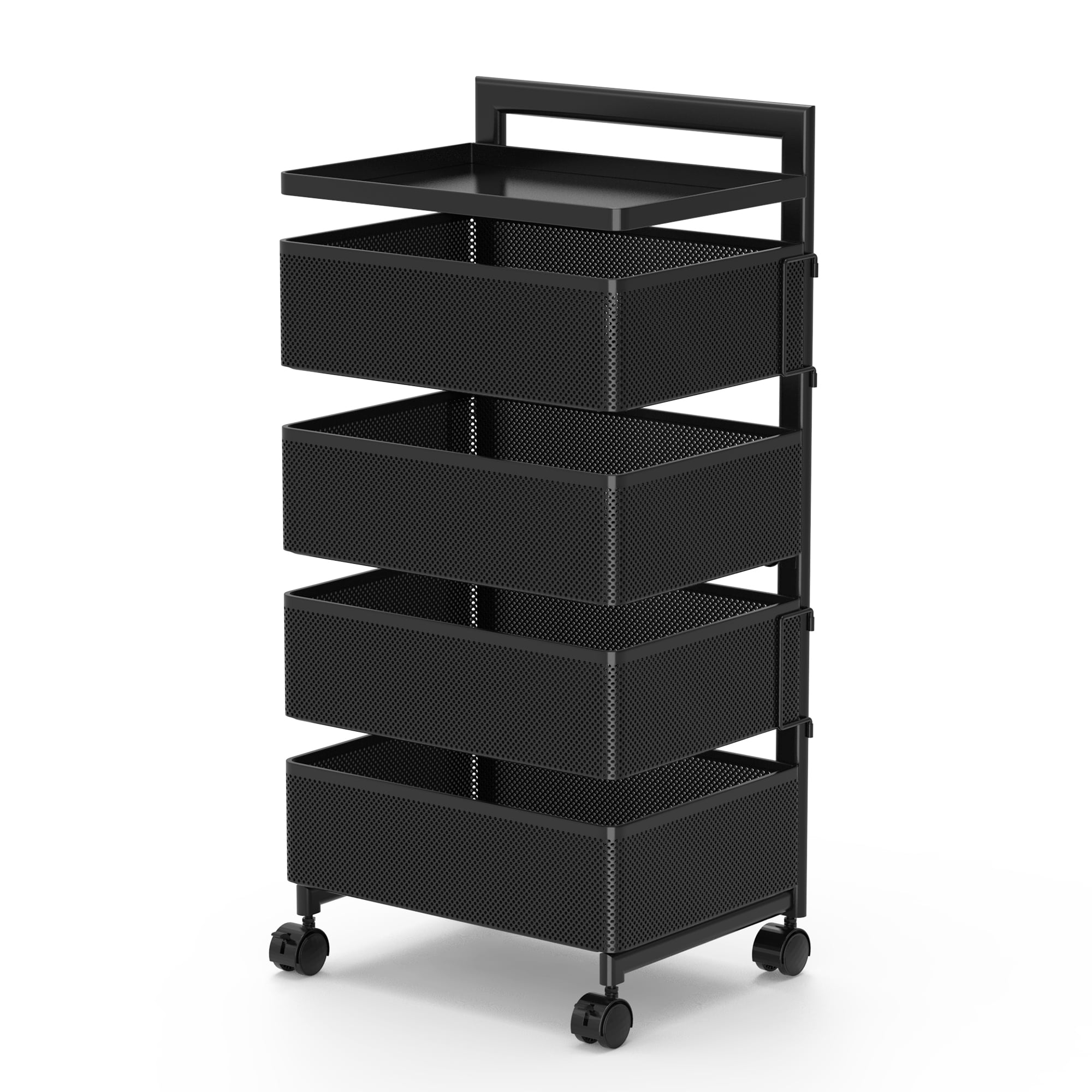 Home Shark 5-Tier Rolling Cart, Metal Utility Cart with Handle and ...