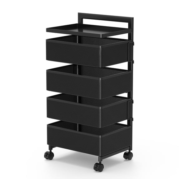Home Shark 5-Tier Rolling Cart, Metal Utility Cart with Handle and ...