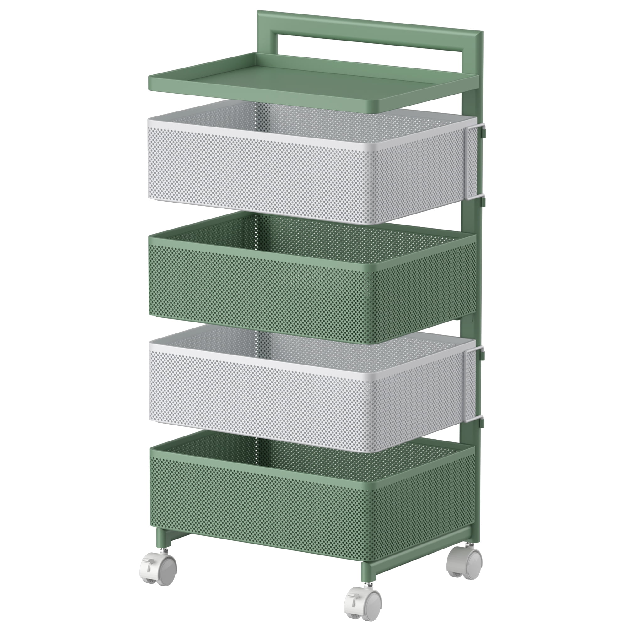 Home Shark 5-Tier Rolling Cart, Metal Utility Cart with Handle and ...