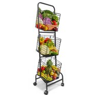 Costway 3-Tier Wire Fruit Basket Stand, Kitchen Produce Holder, Snack ...
