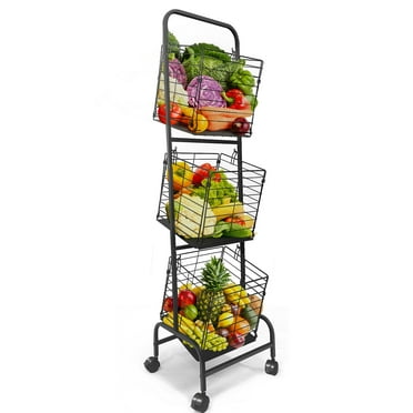 Costway 3-Tier Wire Fruit Basket Stand, Kitchen Produce Holder, Snack ...