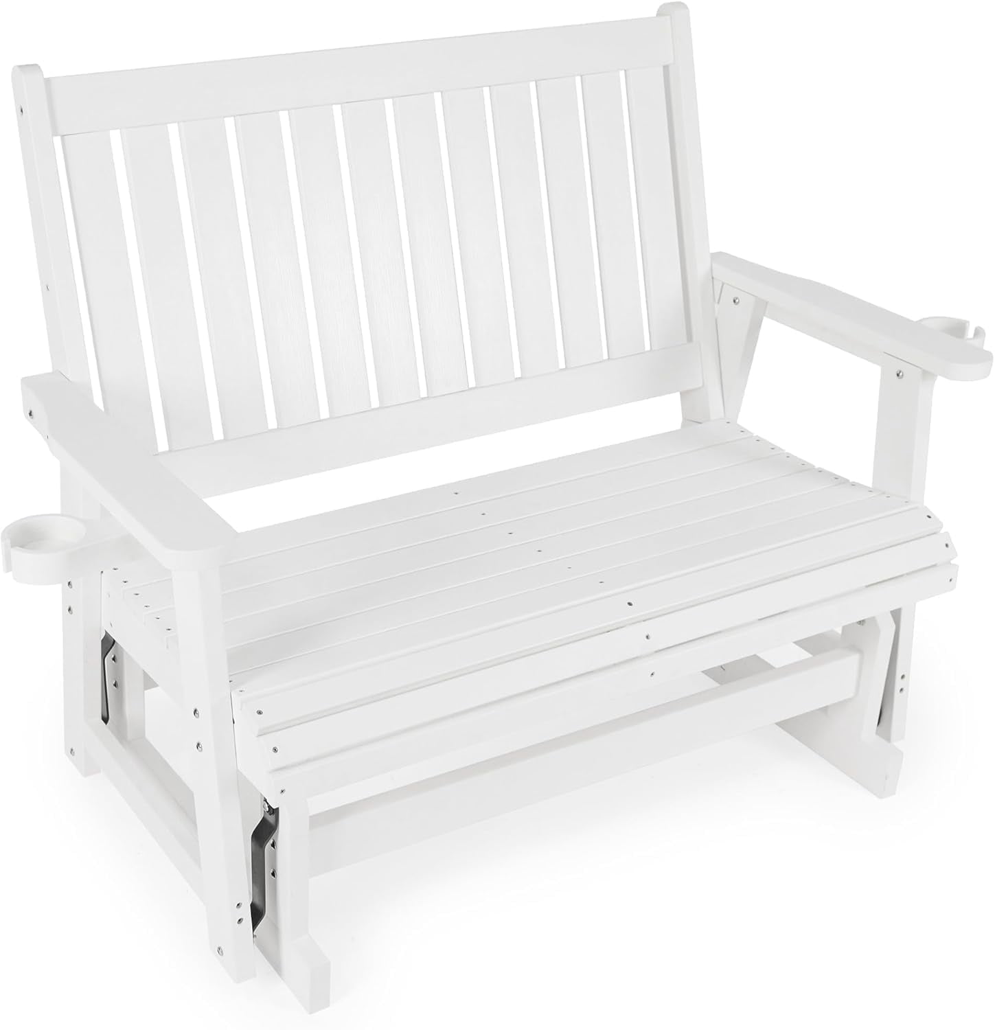 Home Shark HIPS Patio Glider 2-Person with Cup Holders, All-Weather ...