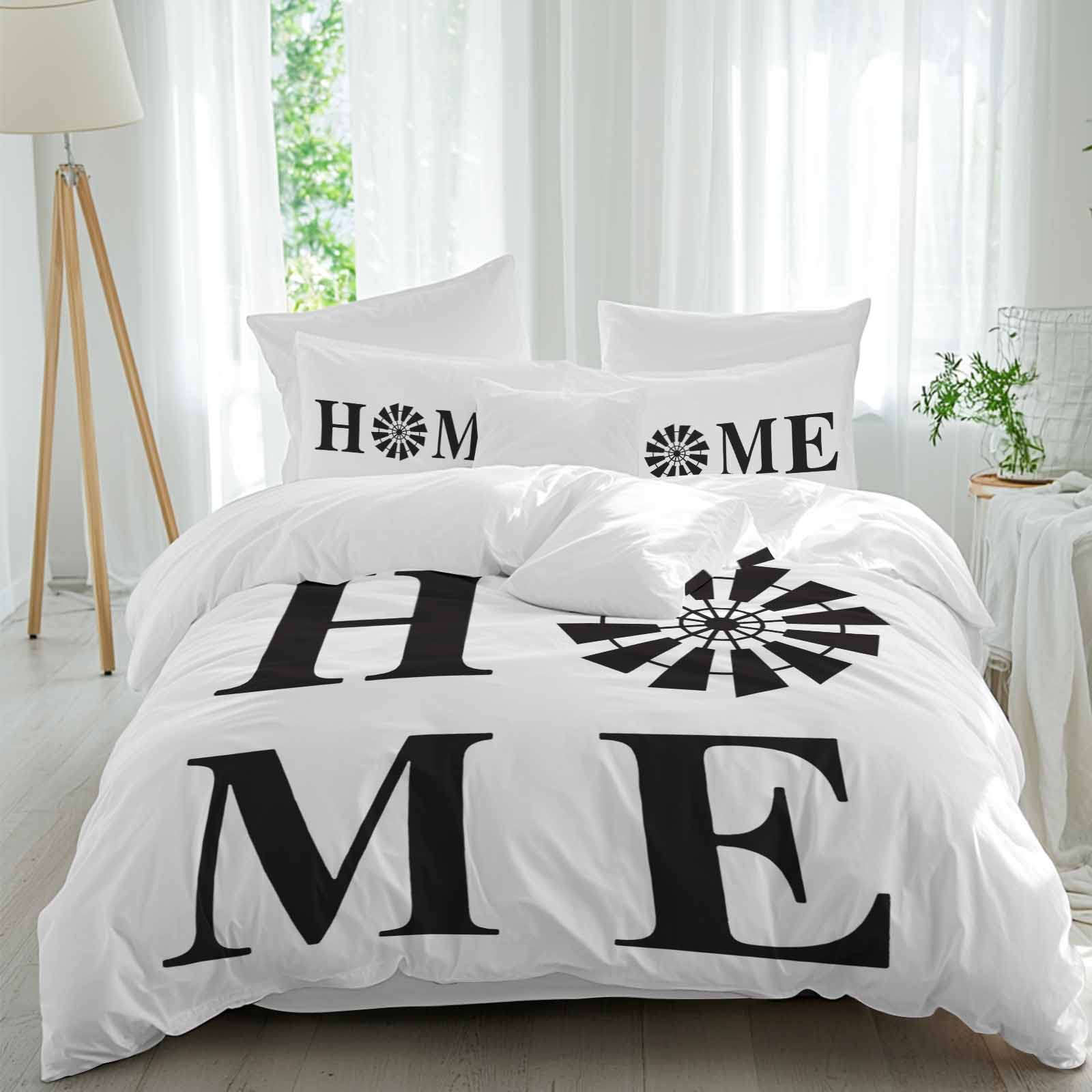 Home Sign Duvet Cover Set California King Size Windmill Rustic ...