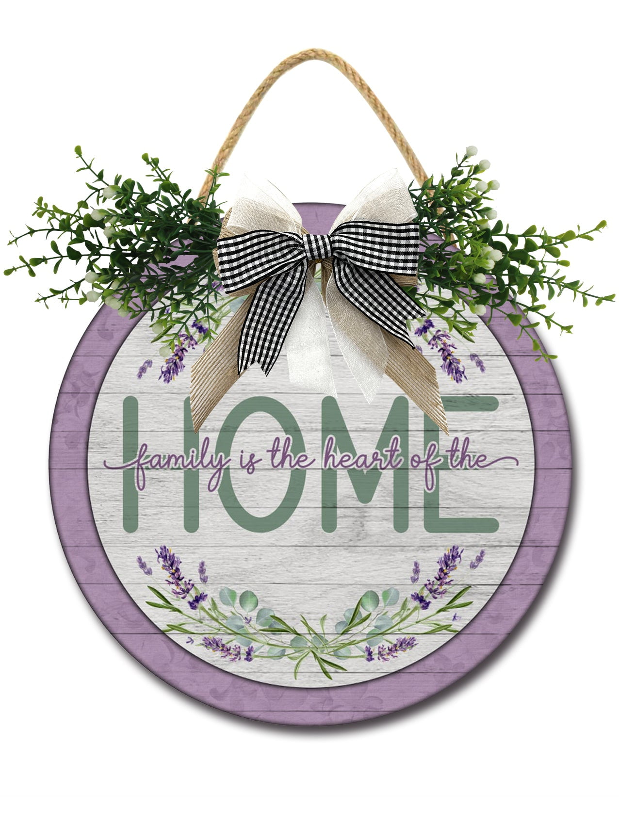 Home Sign Front Door Porch Decorations, Round Rustic Wood Hanging Sign ...