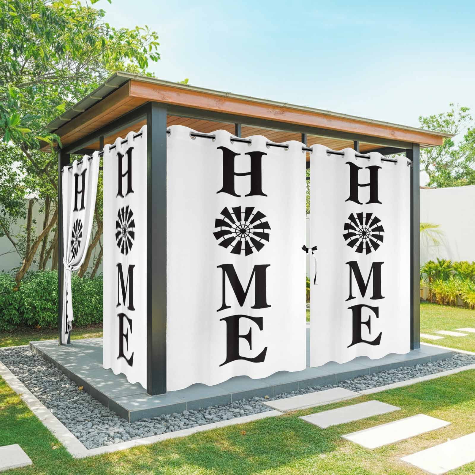 Home Sign Outdoor Curtains for Patio Waterproof, Windmill Rustic ...