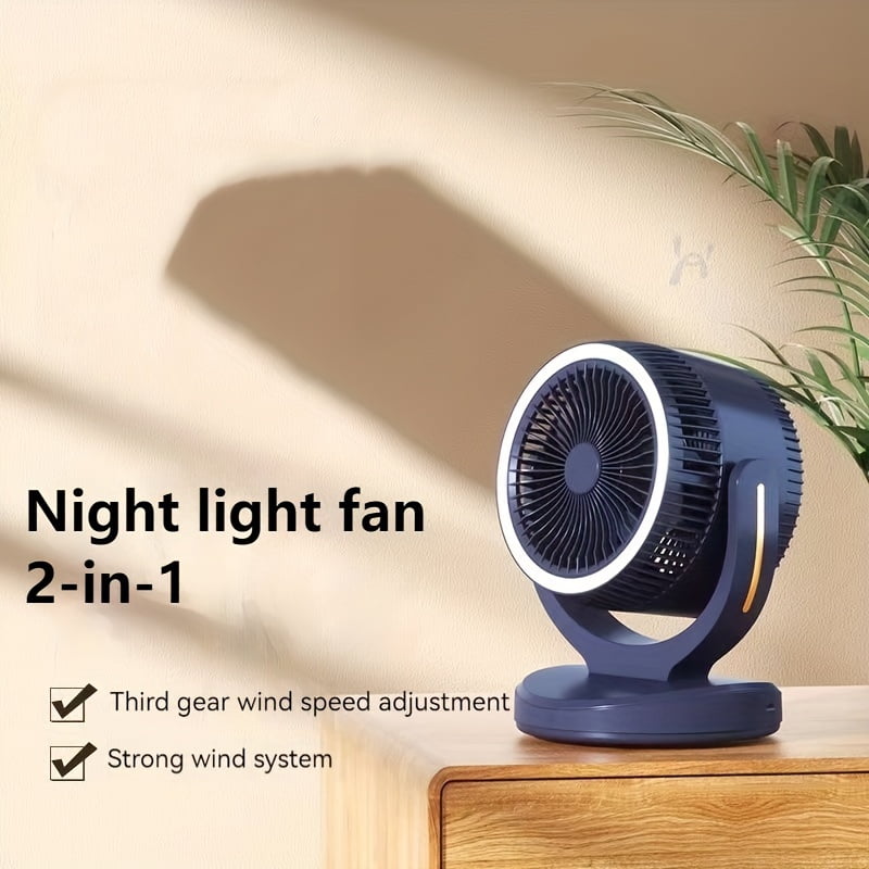Home Silent Large Wind Fan, Night Light Circulating Fan, 2-in-1 Office ...