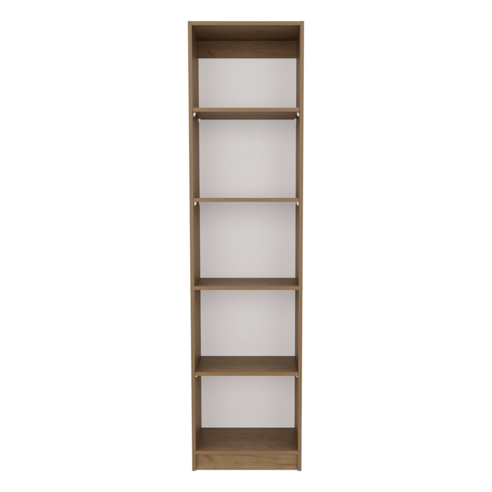 Home Slim Oak Bookcase with 5-Tier Shelves, Natural Oak Finish, Perfect ...