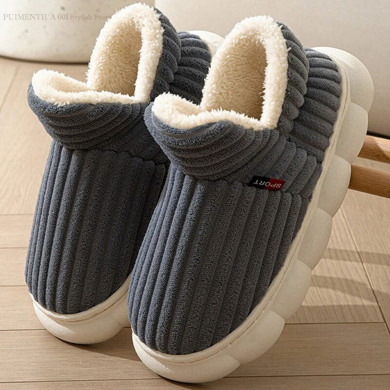 Home Slippers For Men Women Winter Furry Slides Female Indoor Plush Non ...