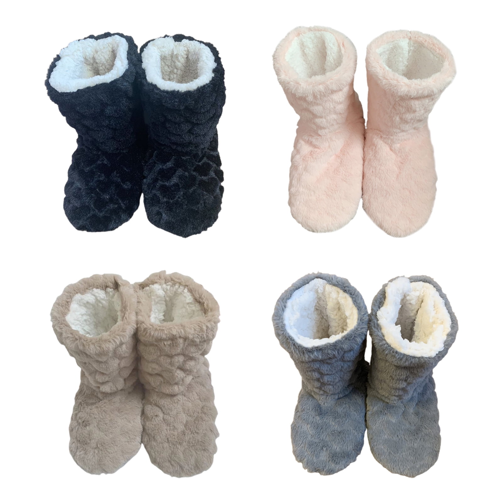 Home Slippers Non-slip Jacquard Technology Furry Calf Length Thickening ...