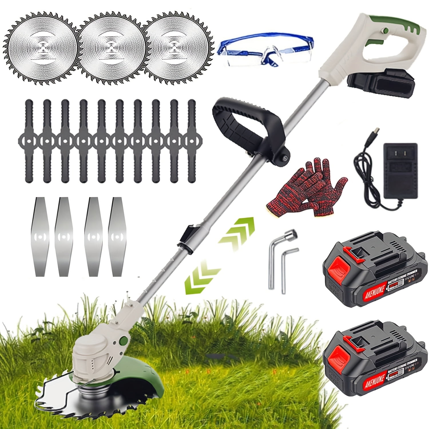 Home Small Portable Electric Lawn Mower 24V With 2 Lithium Batteries 3 ...