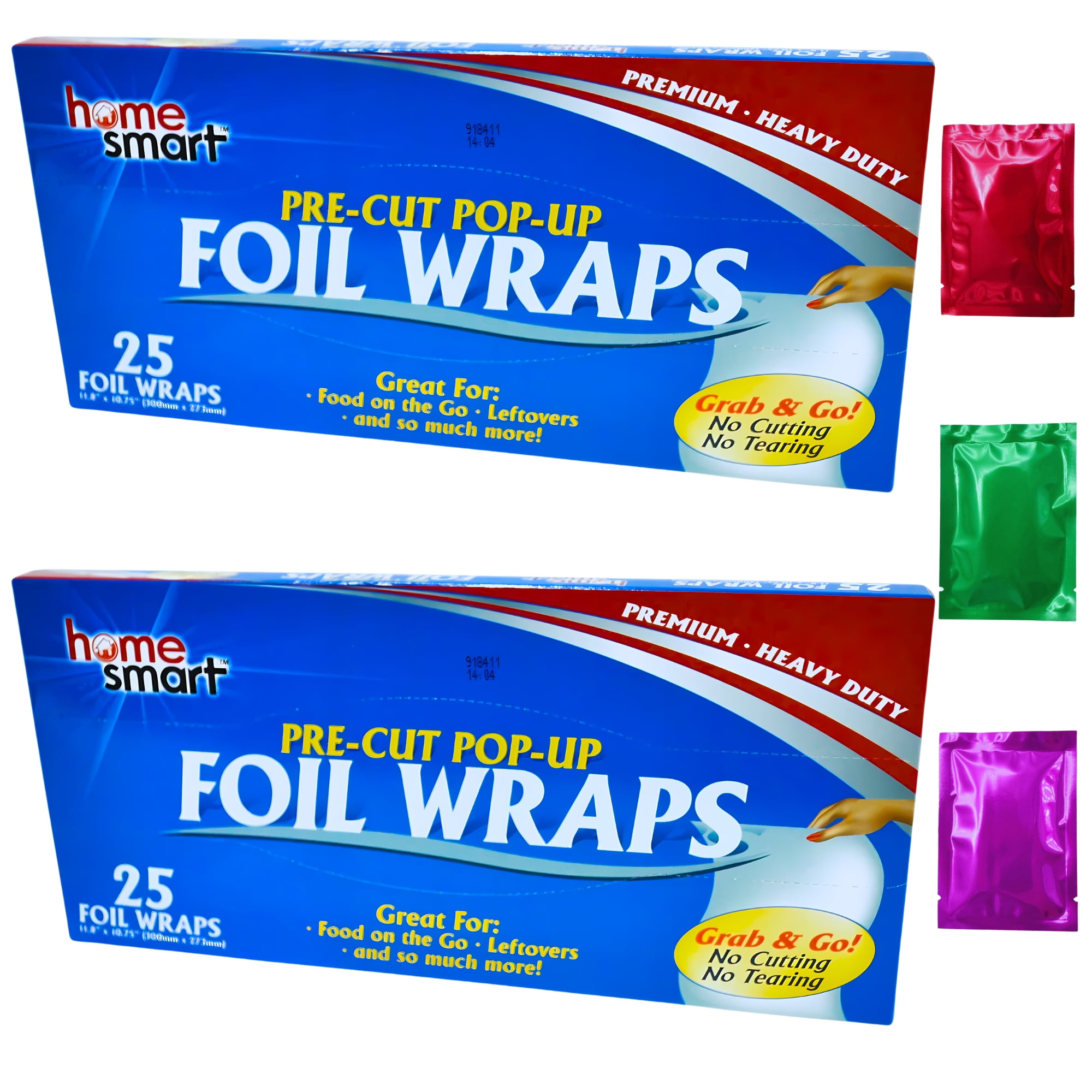 Home Smart Pre-Cut Pop-Up Foil Wraps, 11.8X10.75in ( 2 Packs, 50 Sheets ...