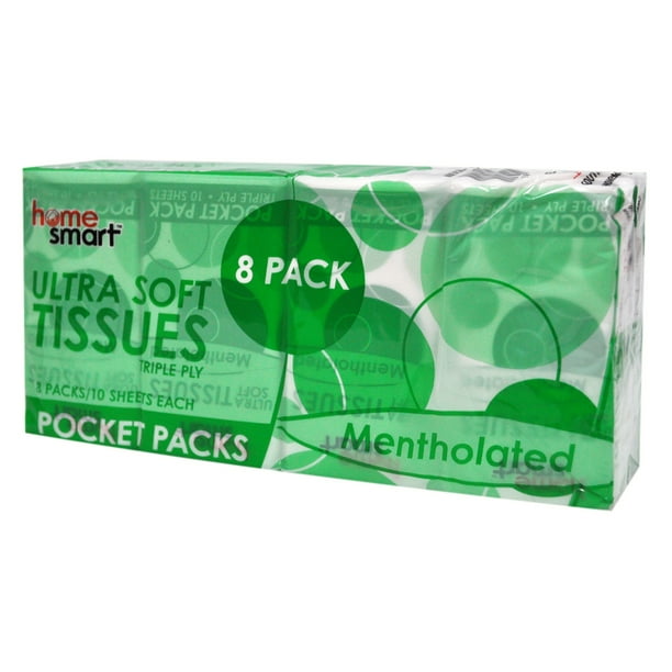 Home Smart Ultra Soft Mentholated Tissues Pocket Pack 8 Pack - Walmart ...