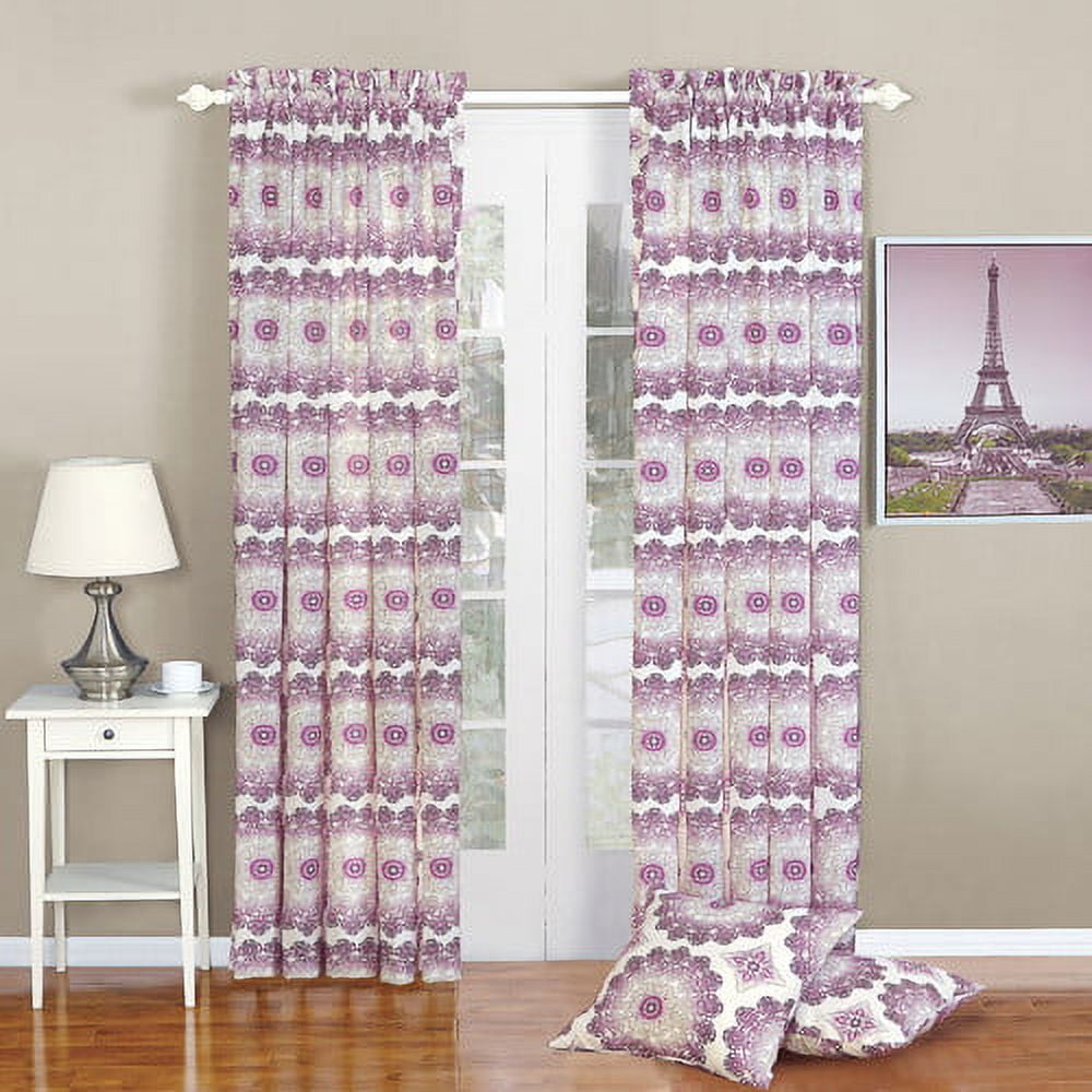 Home Soft Things 4 Piece Delia Curtain and Pillow Cover Combo - Magenta ...