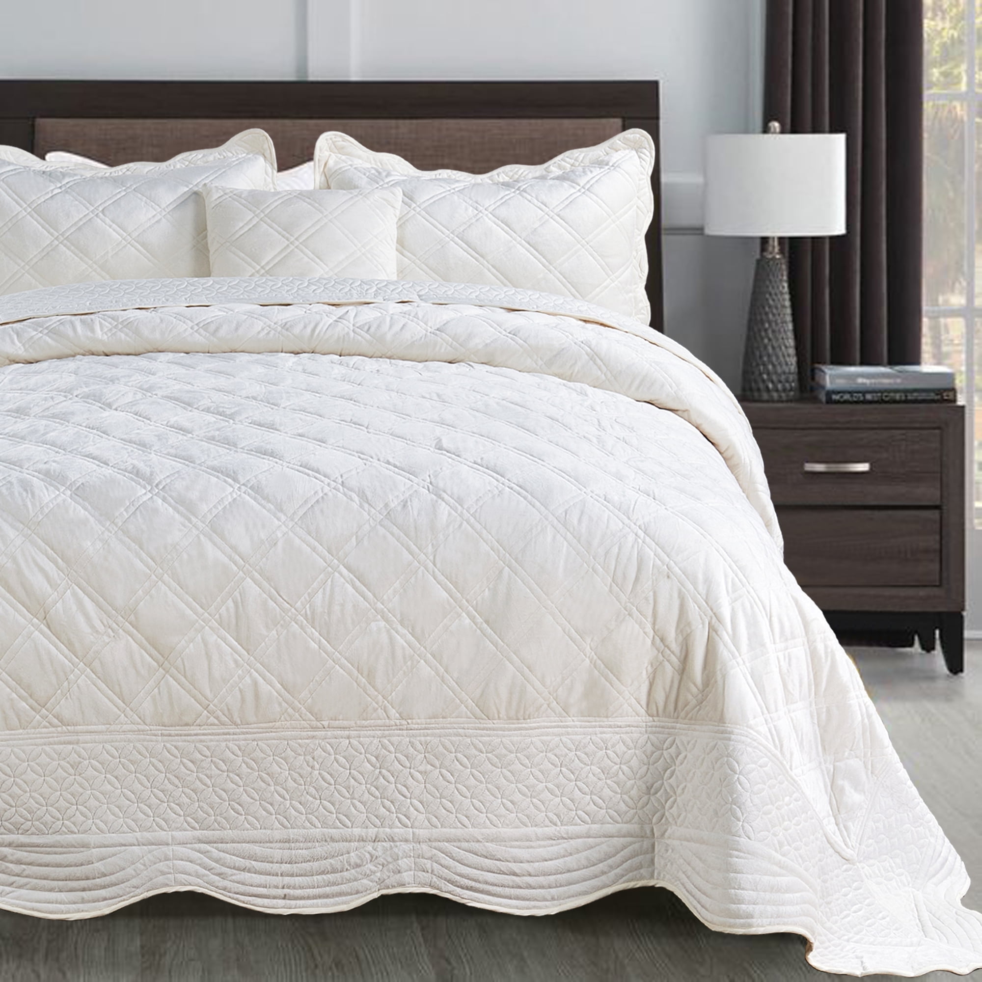 Home Soft Things 4 Piece Supersoft Microplush Bedspread Set - Antique ...
