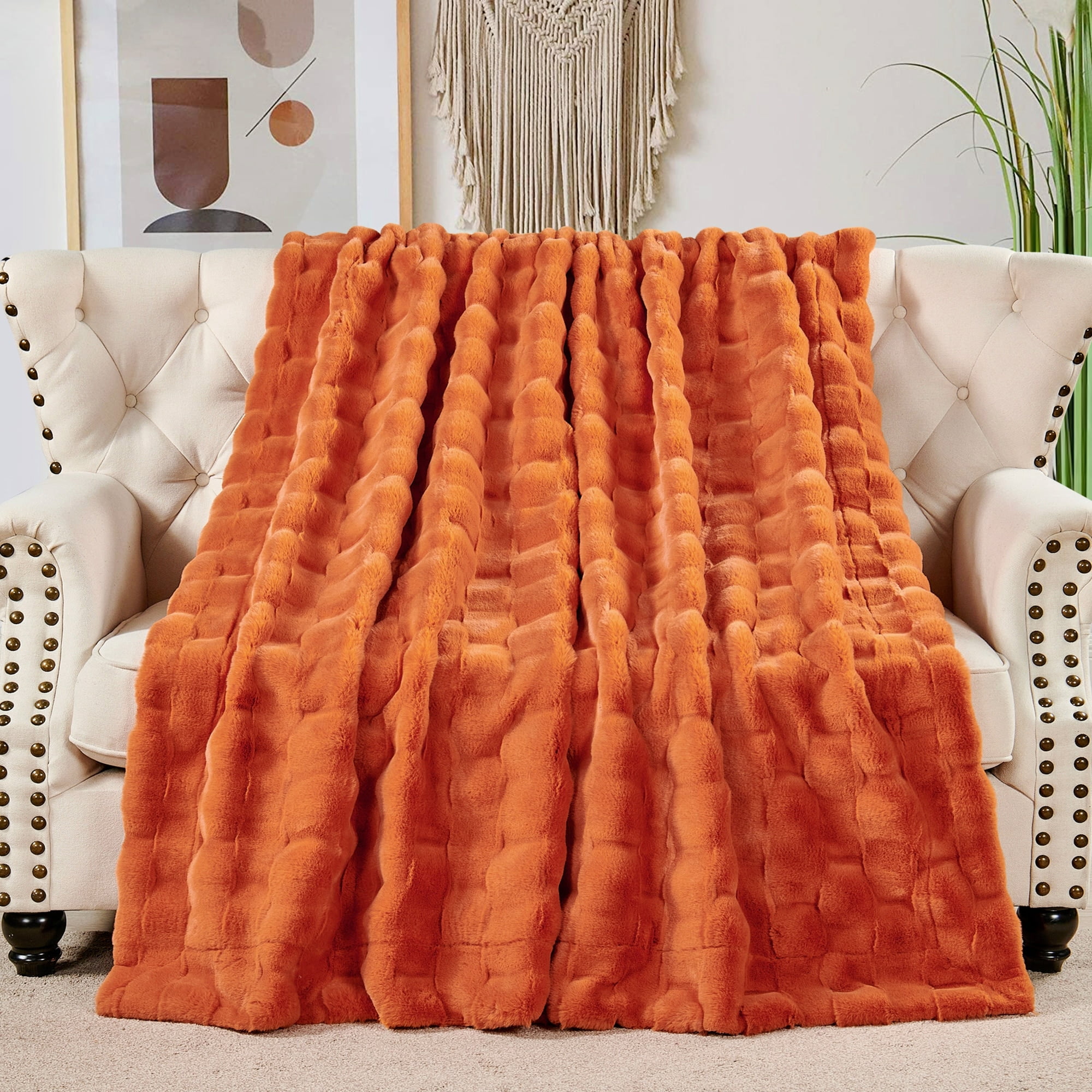 Home Soft Things Brick Textured FauxFur Throw Decorative Blankets 60" x ...