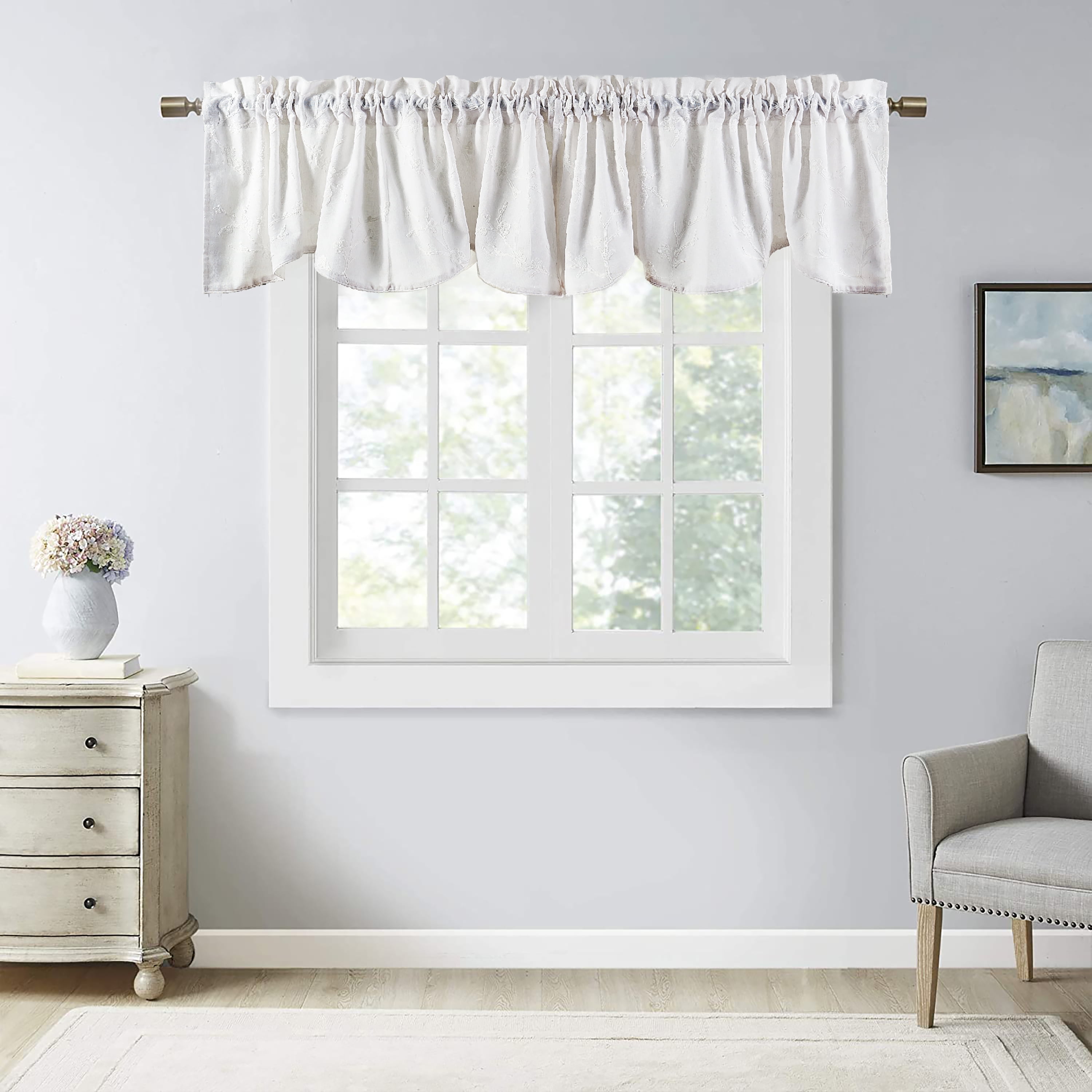 Home Soft Things Chain Embroidery Valance 2 Piece Set - White - 60x19 ...