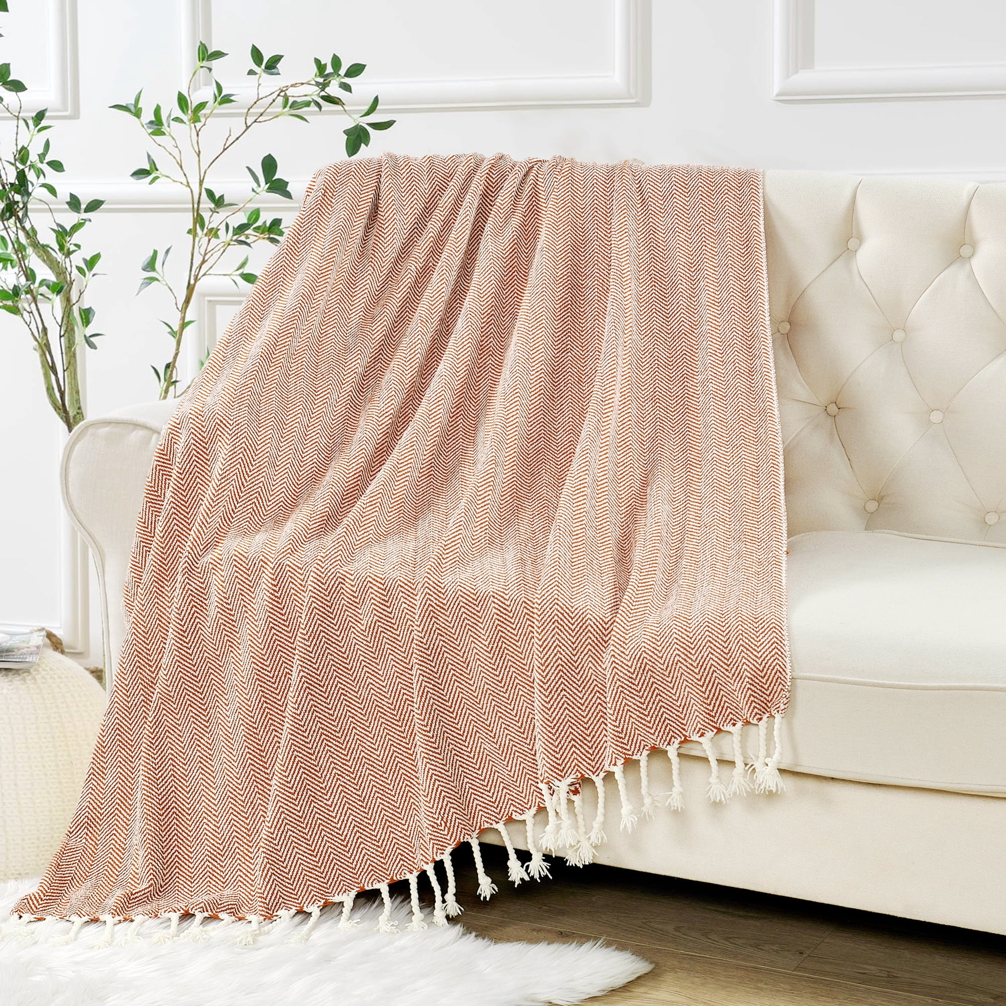 Home Soft Things Chevron Knit Throw- Rust- 50"x60" - Walmart.com