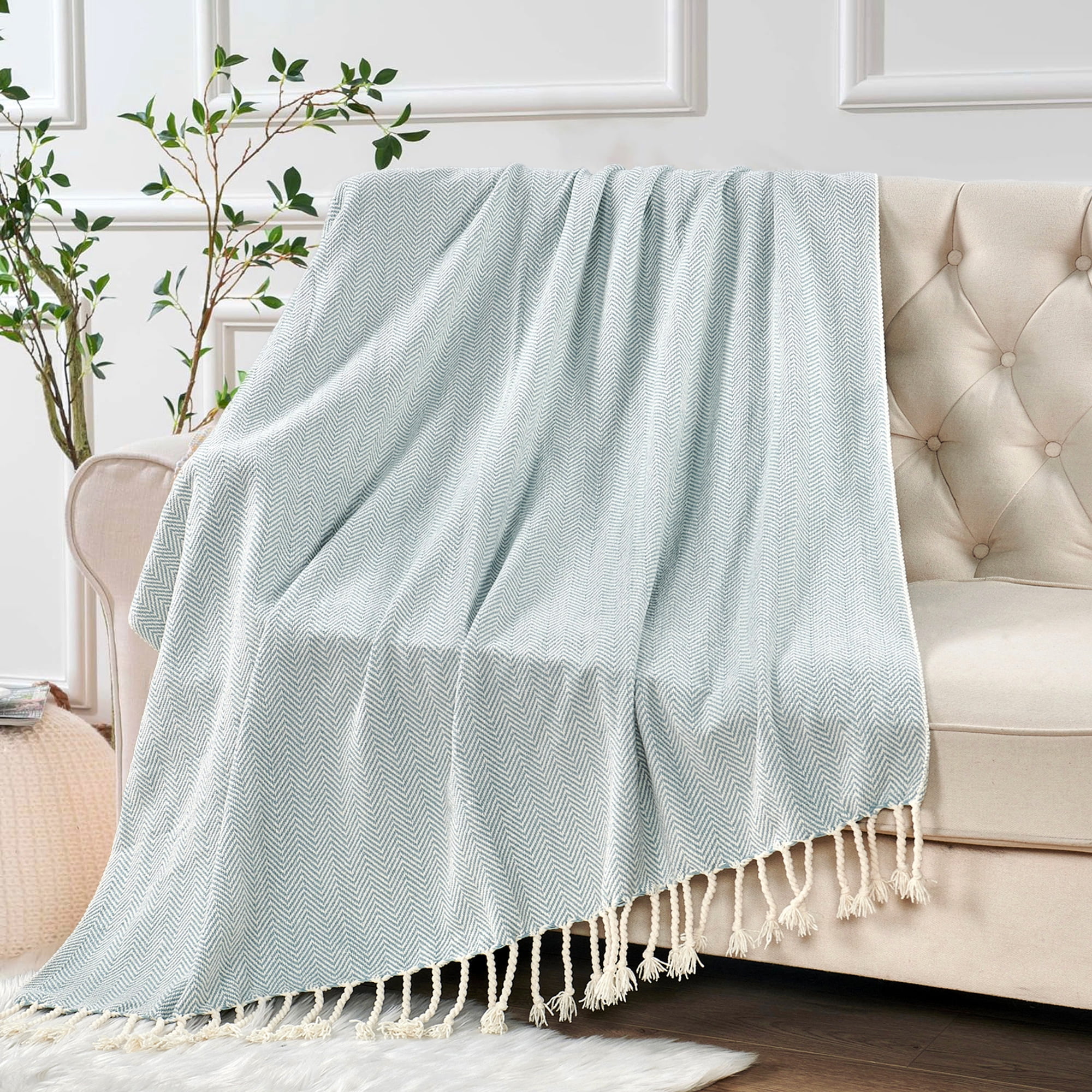 Home Soft Things Chevron Knit Throw- Silver Blue- 50"x60" - Walmart.com