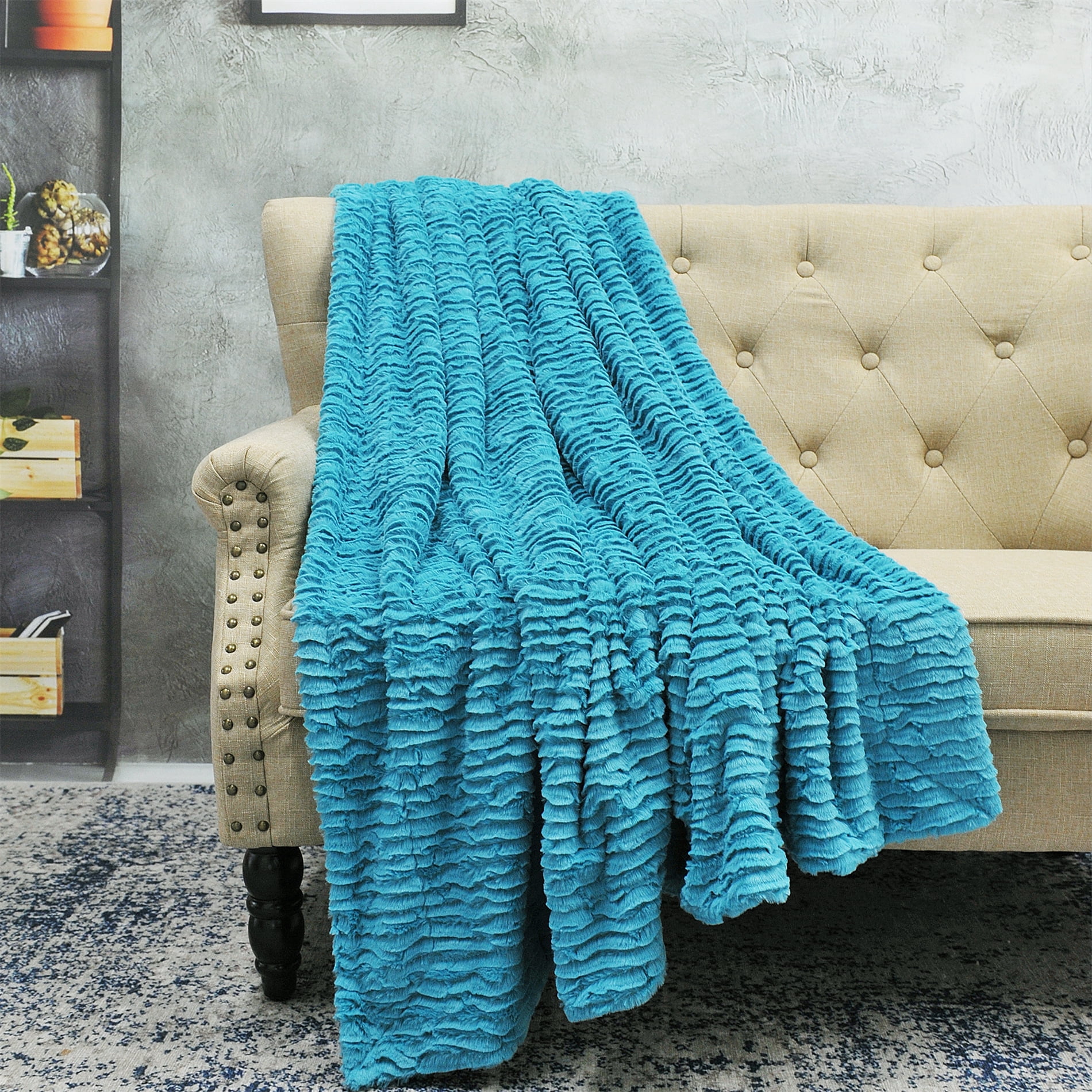 Home Soft Things Colleen Air Brushed Faux Fur Throw Blanket Luxury Soft ...