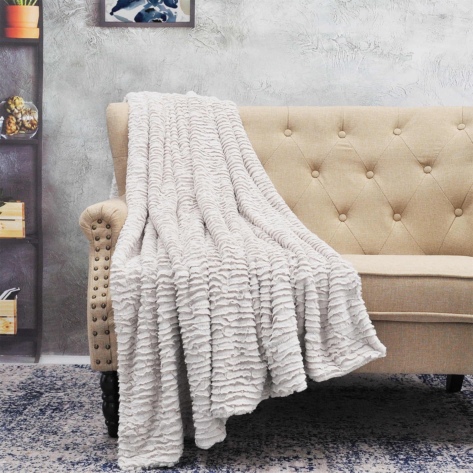 Home Soft Things Colleen Air Brushed Faux Fur Throw Blanket Luxury Soft ...