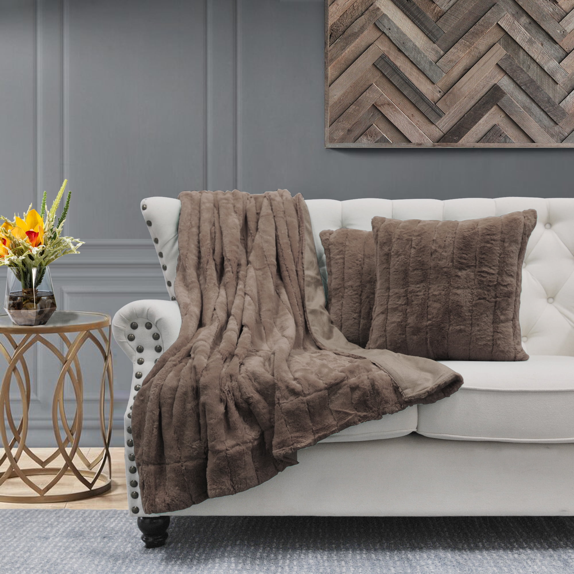 Home Soft Things Comfy Fluffy Throw & 2 Pillow Covers Combo - Carafe ...