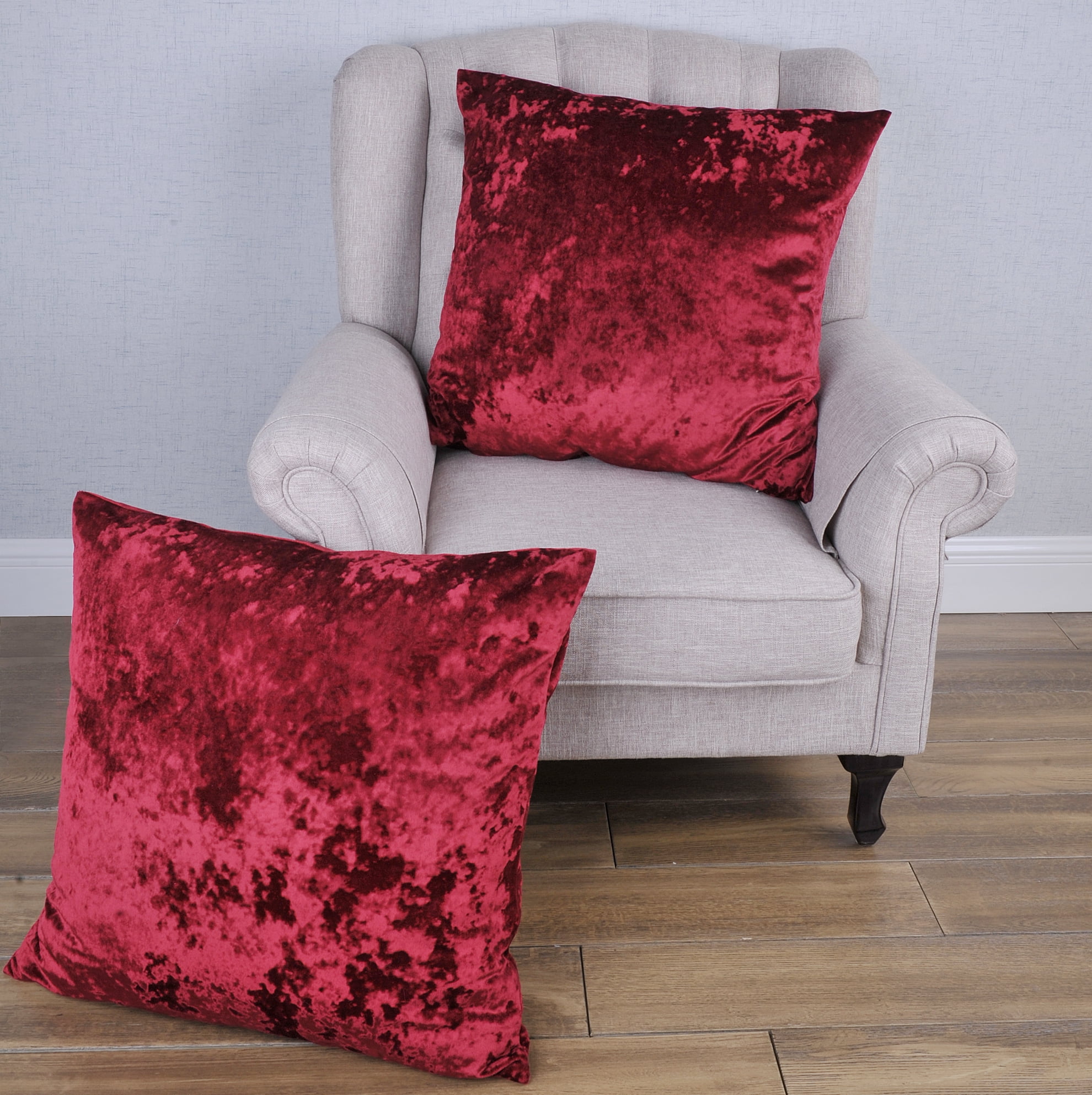 Home Soft Things Crushed Velvet 2 Piece Throw Pillow Cover Set - Garnet ...