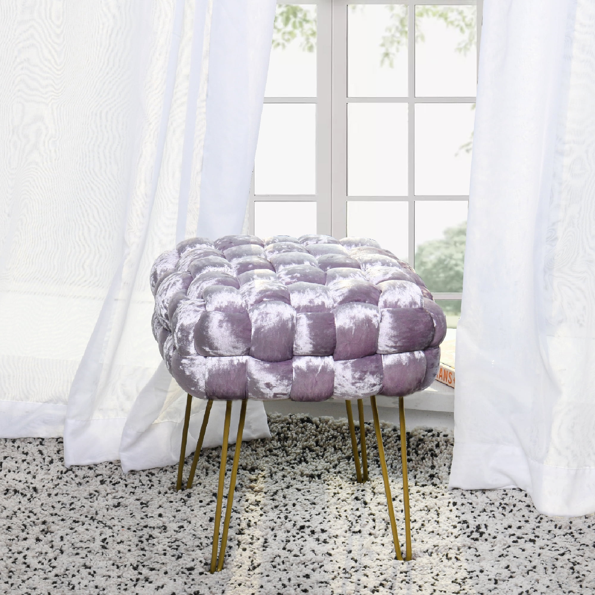Home Soft Things Crushed Velvet Pouf Stool Ottoman - Nirvana - 16x16x16 ...