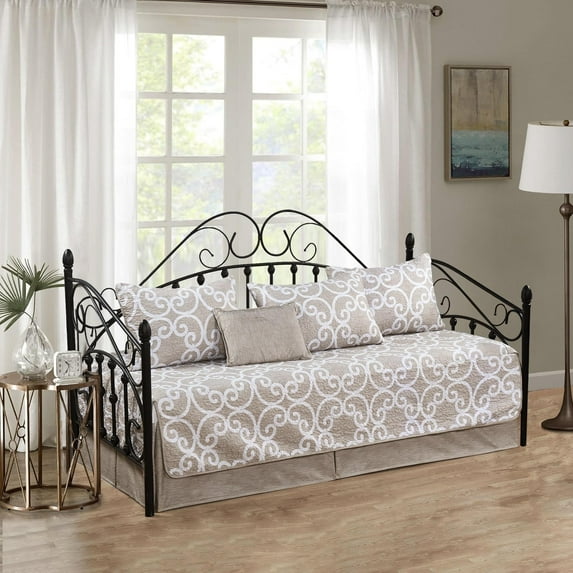 Home Soft Things 6-Piece Reversible Quilted Daybed Set w/ Bedskirt ...