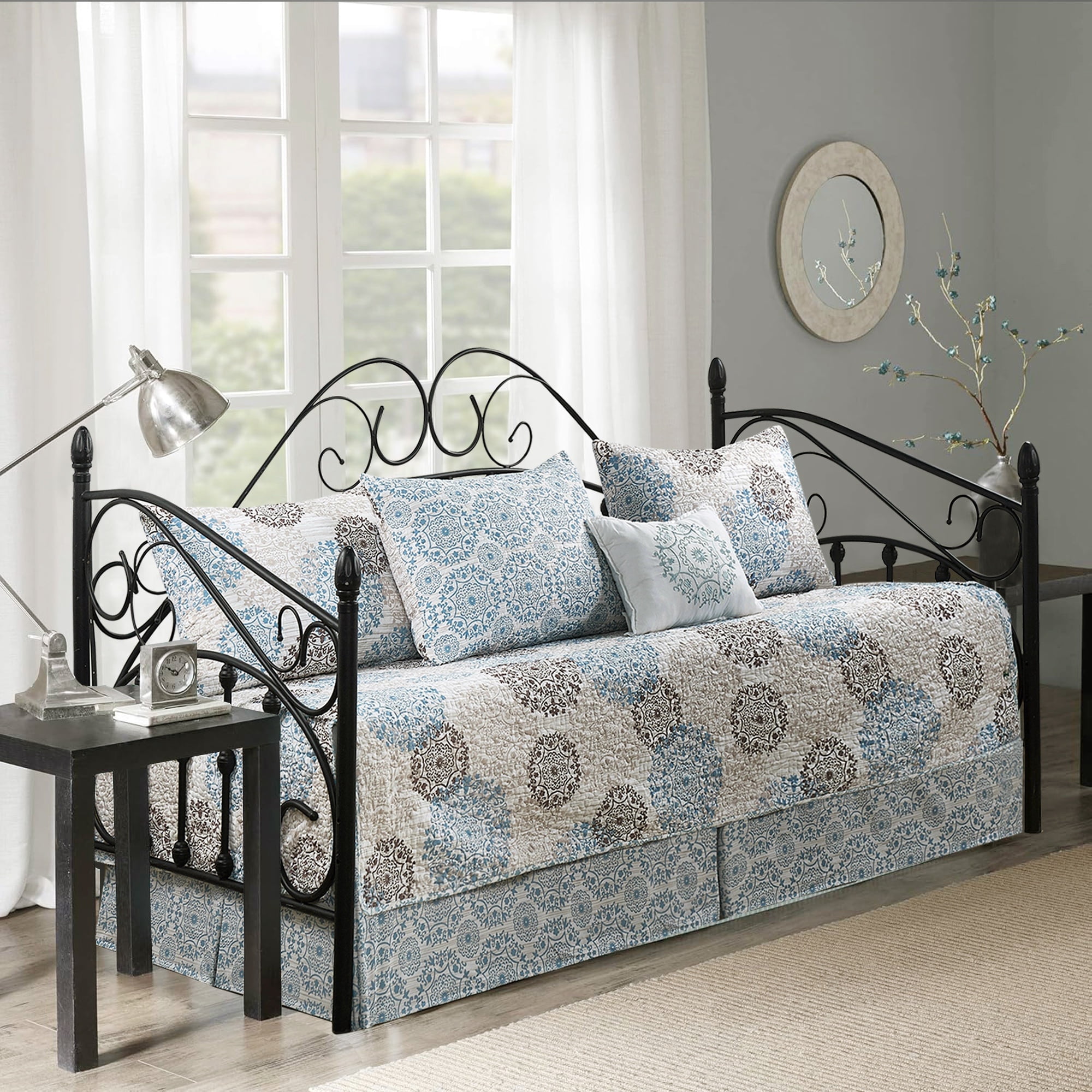 Home Soft Things 6-Piece Reversible Quilted Daybed Set w/ Bedskirt ...